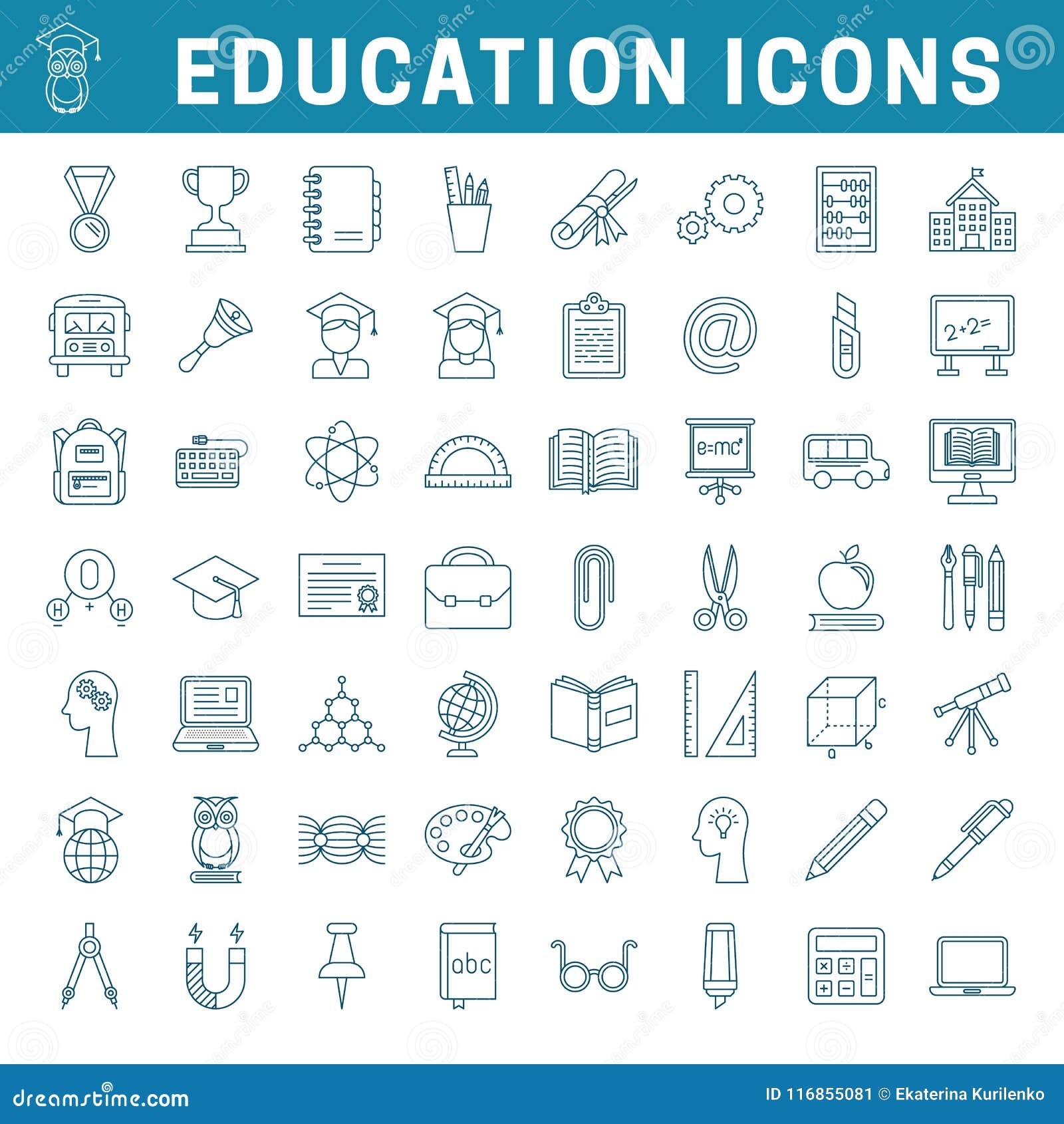 School and Education Editable Icons Stock Vector - Illustration of ...