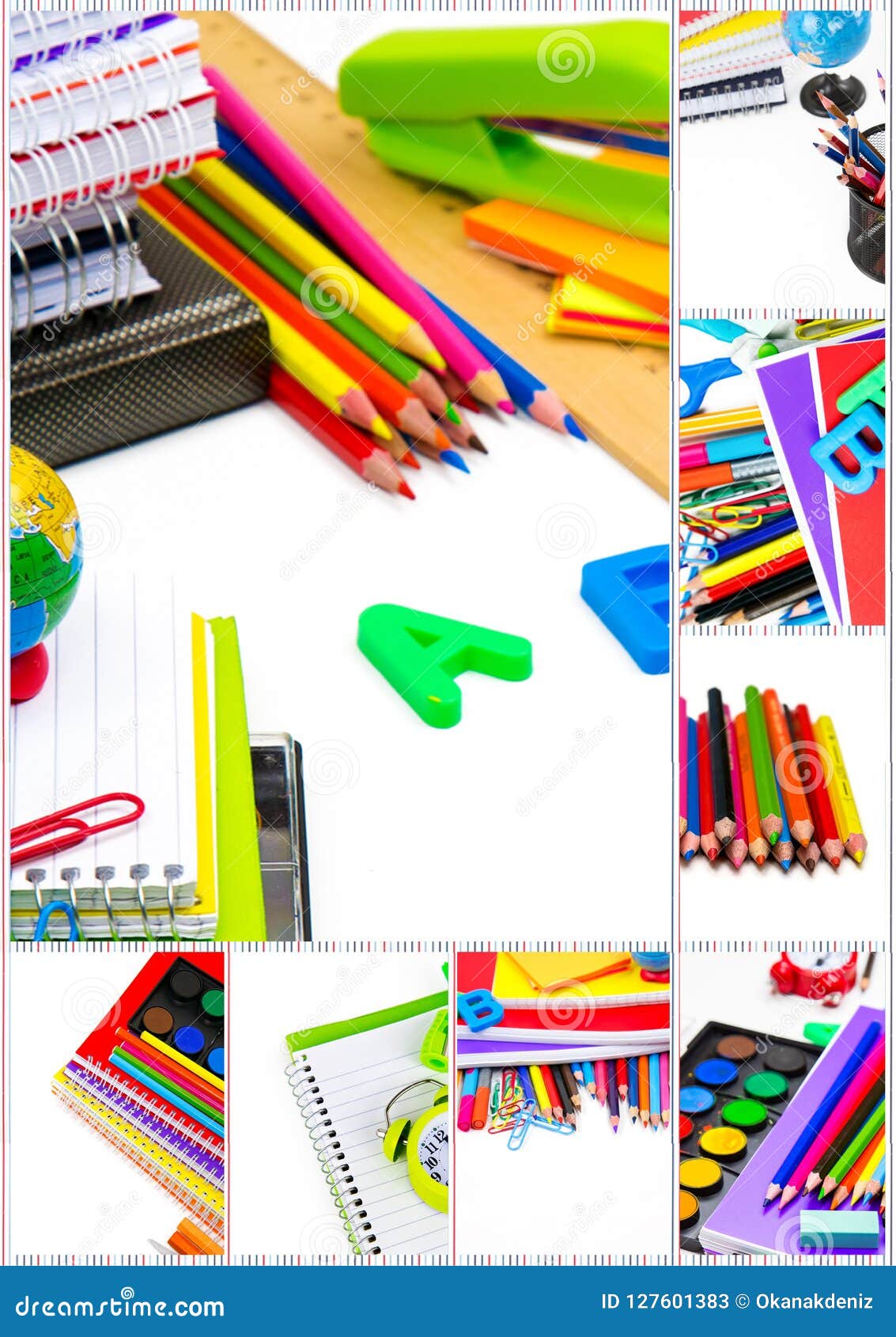 School Education Equipment Tools Collage Stock Image - Image of class ...