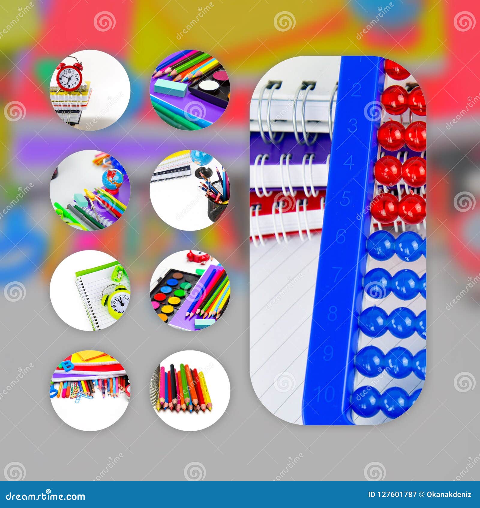School Education Equipment Tools Collage Stock Image - Image of crayons ...