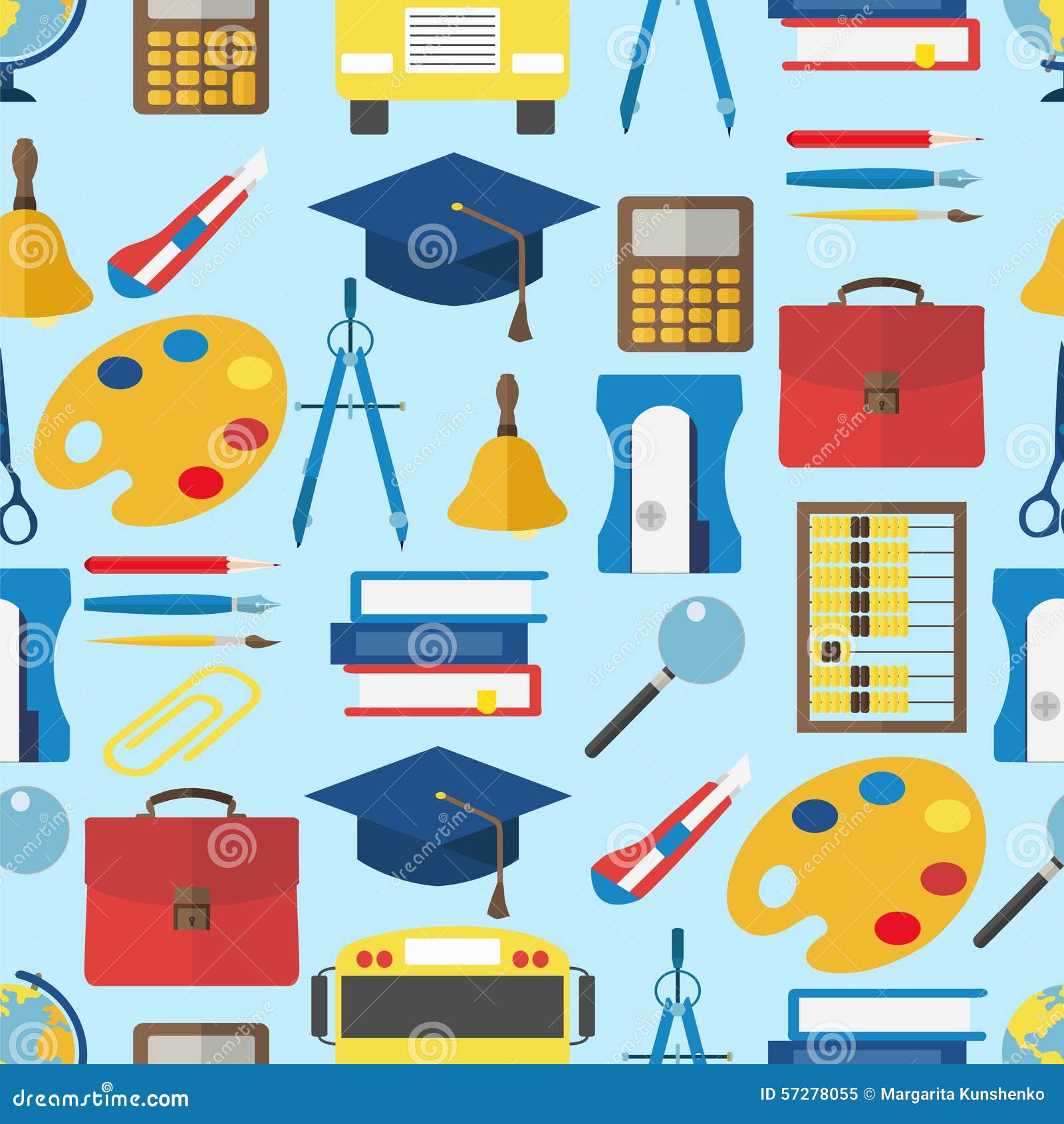 School and Education Flat Pattern Stock Illustration - Illustration of ...