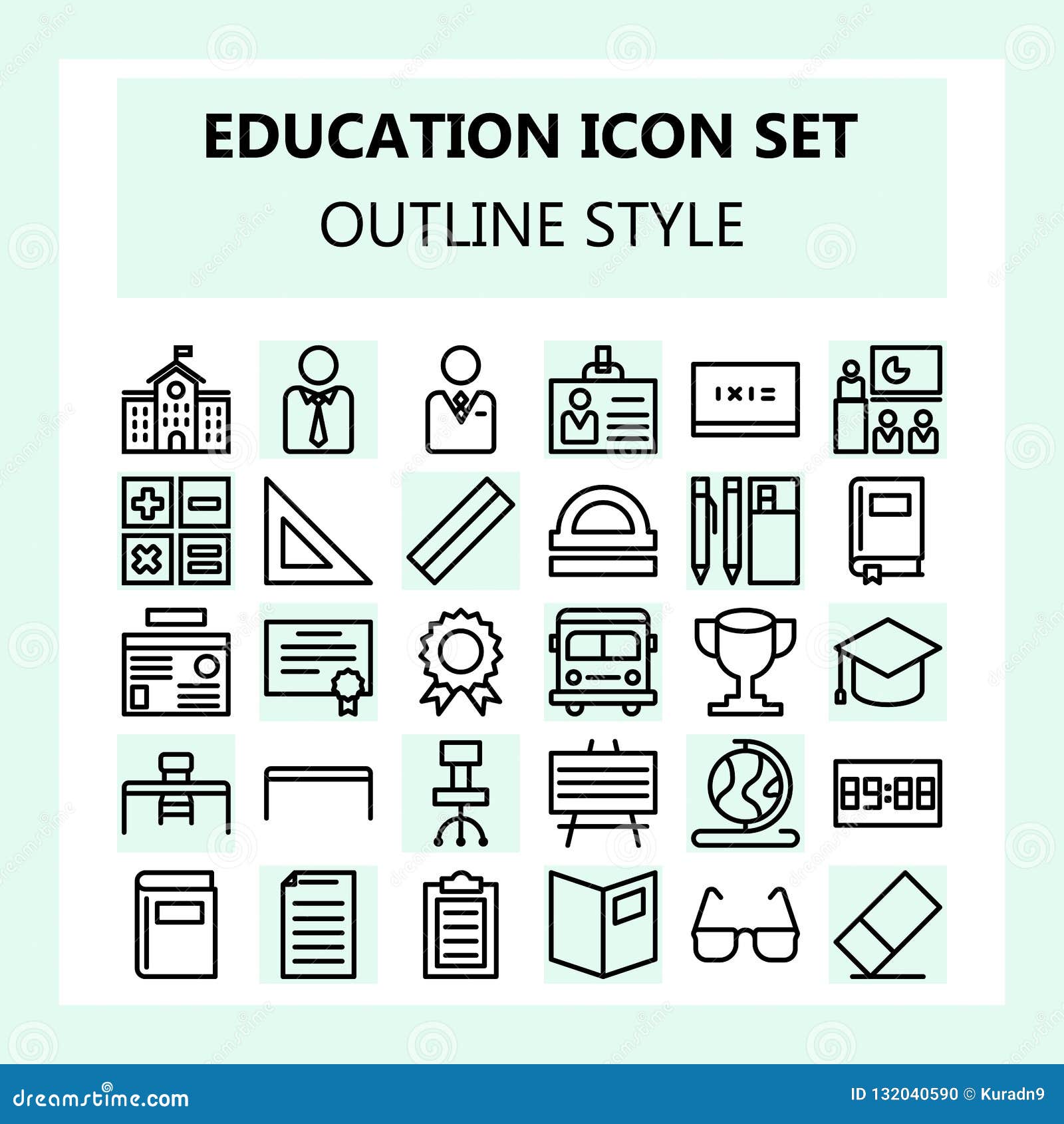 School and Education Icon Set in Outline / Line Style Stock Vector ... School and Education Icon Set in Outline / Line Style Stock Vector ...