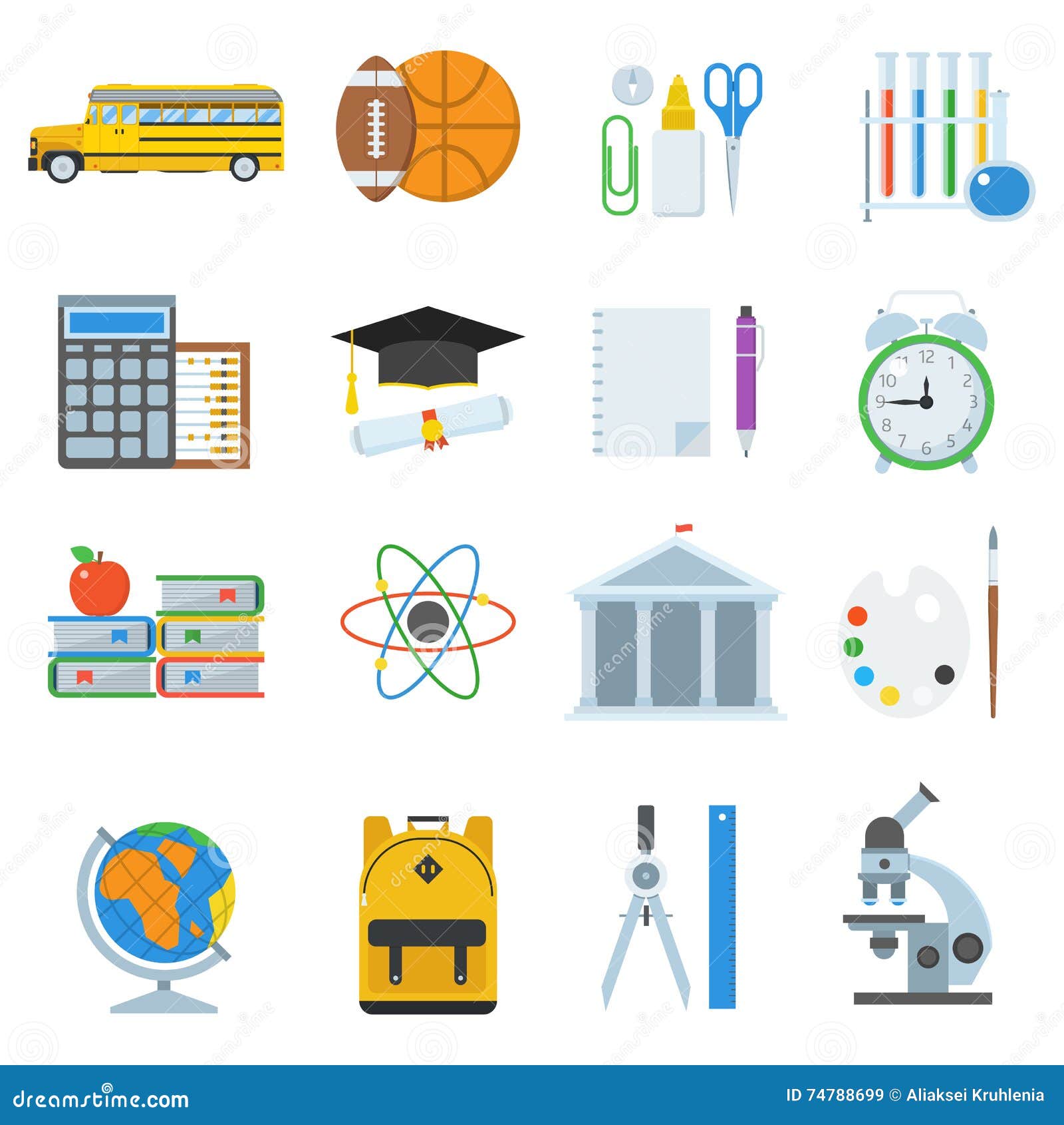School and Education Icons stock vector. Illustration of icon - 74788699
