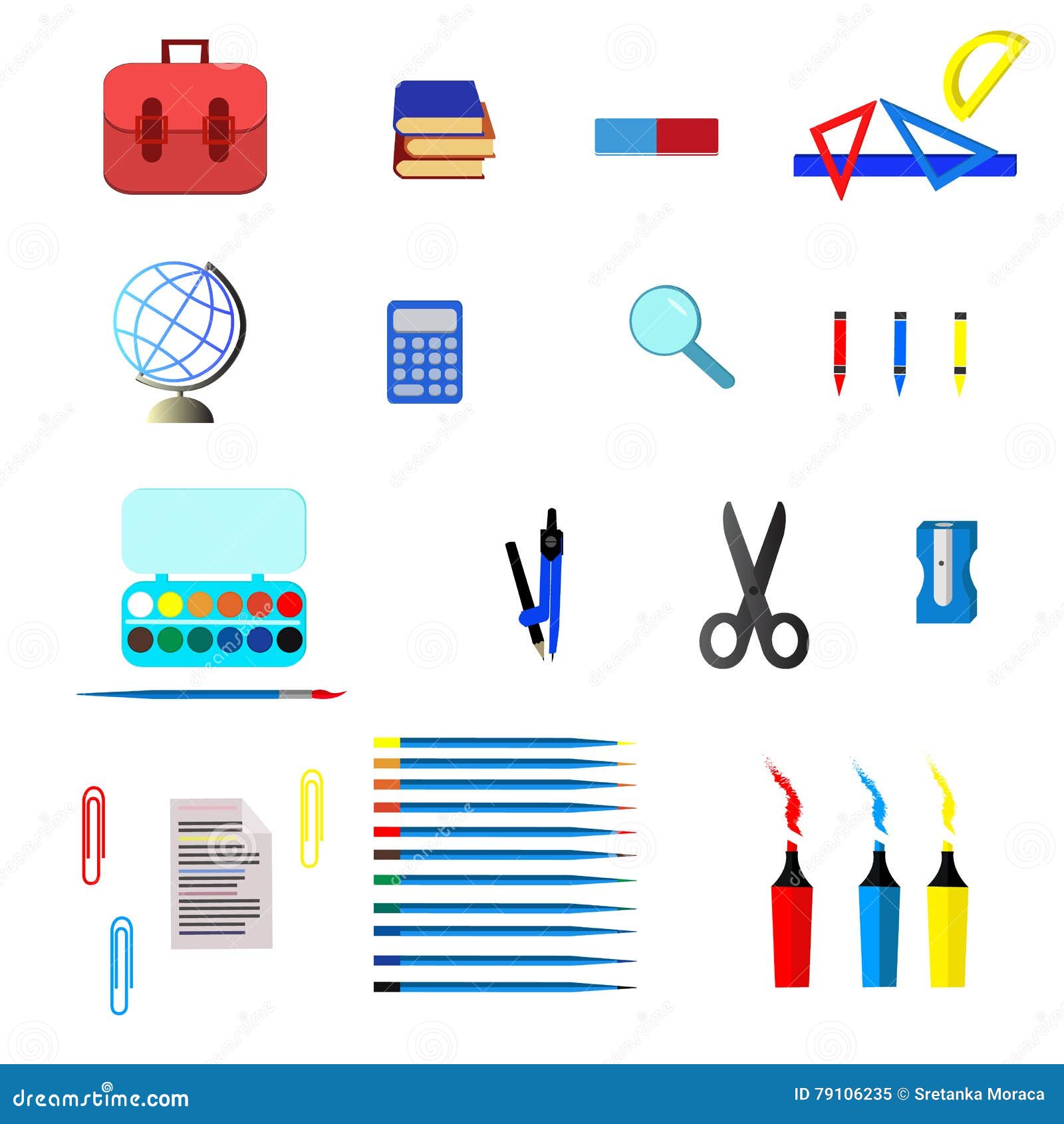 School and Education Icons, Symbols, Objects Set. Stock Vector ...