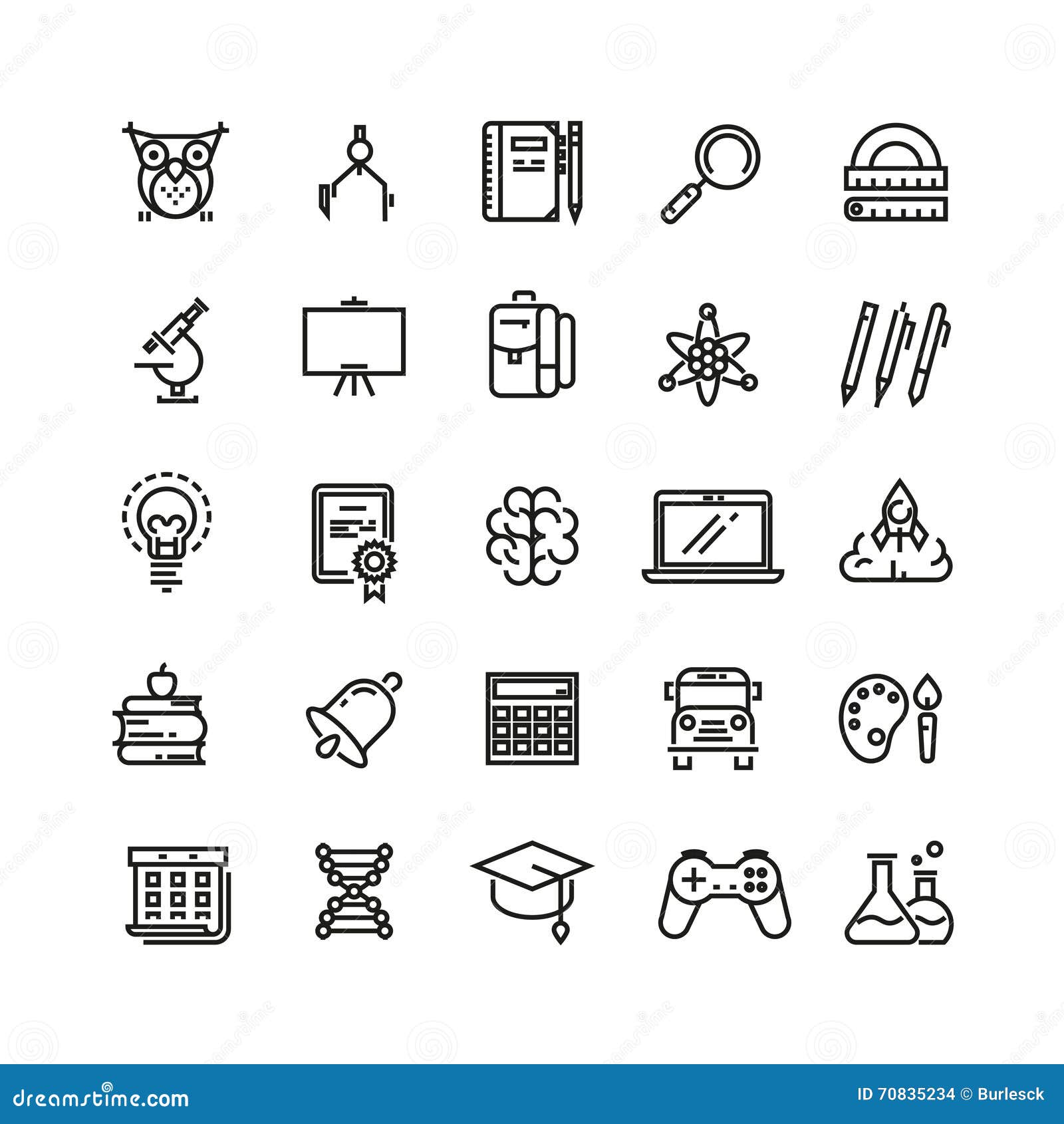 School Education and Learning. Outline Vector Icons Stock Vector ...