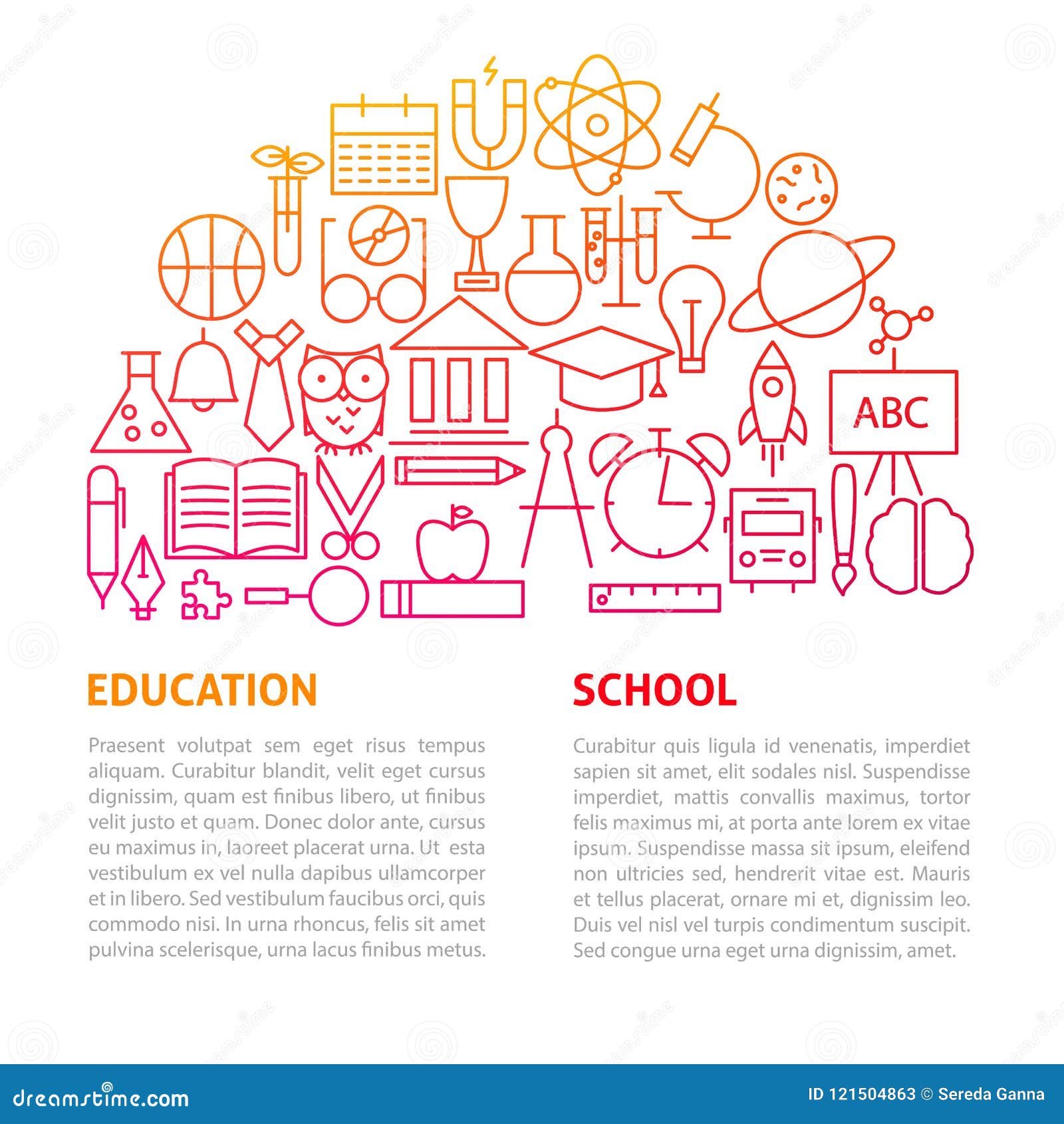 School Education Line Template Stock Vector - Illustration of business ...