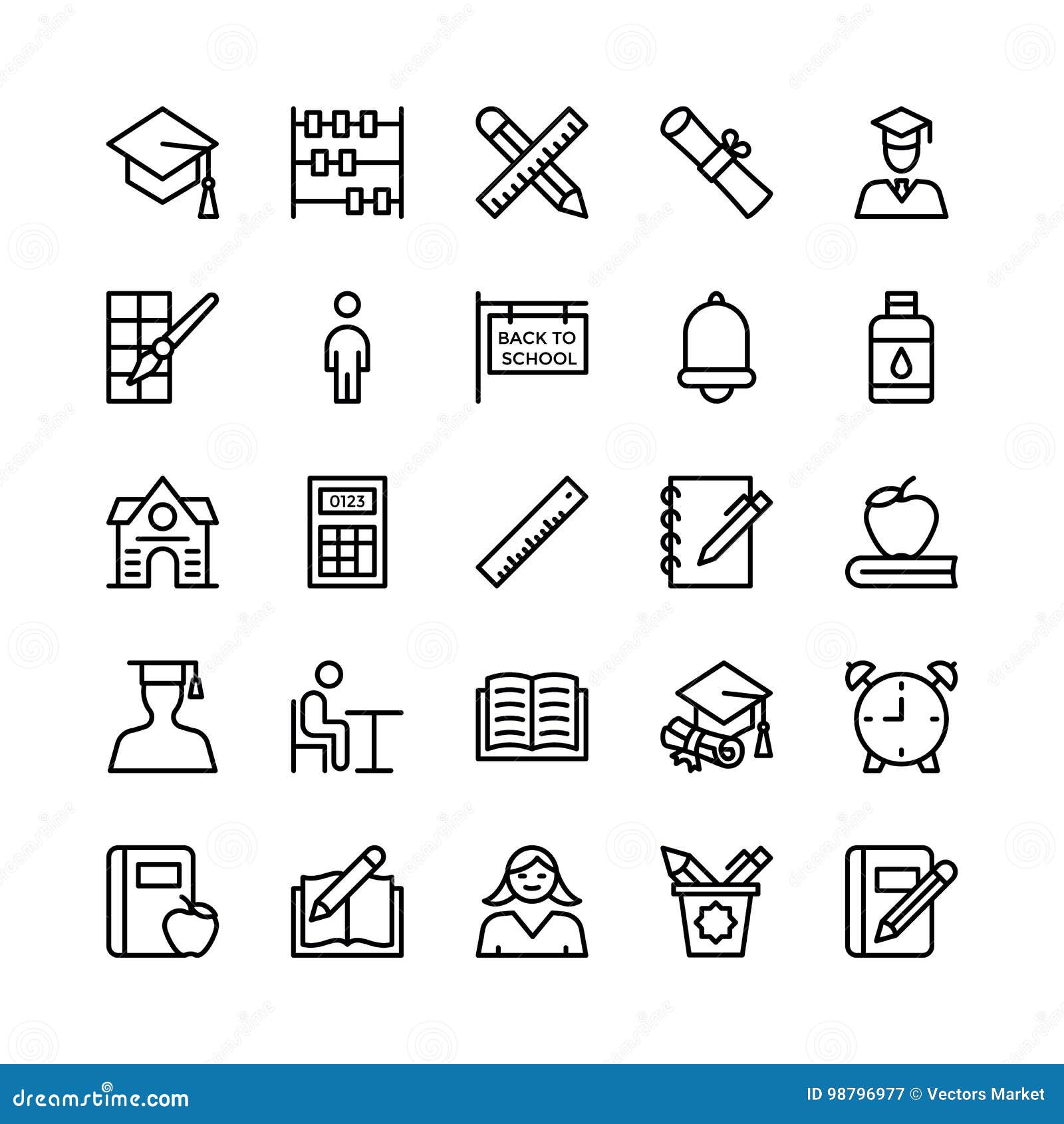 School and Education Line Vector Icons 1 Stock Illustration ...