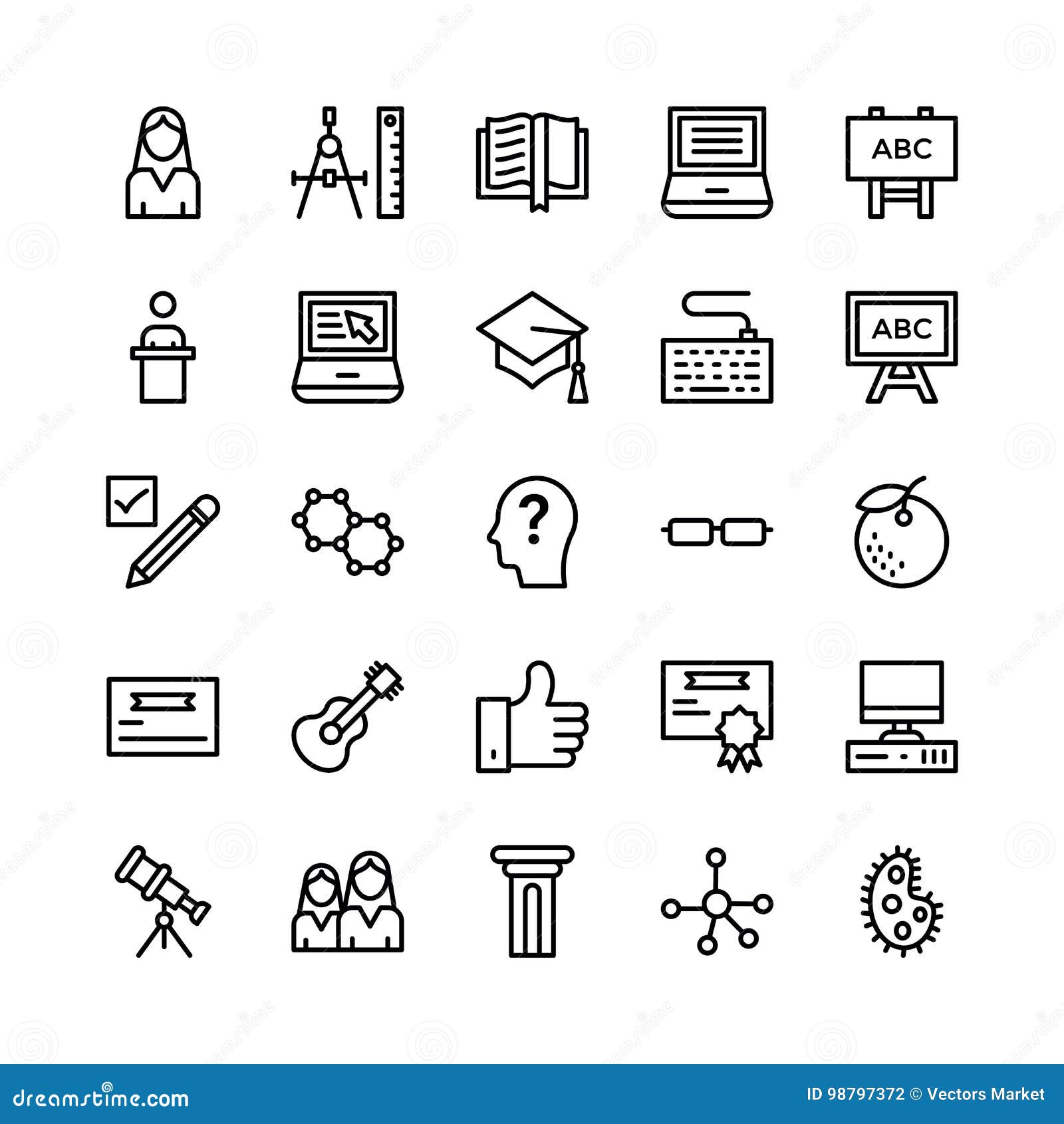 School and Education Line Vector Icons 4 Stock Illustration ...