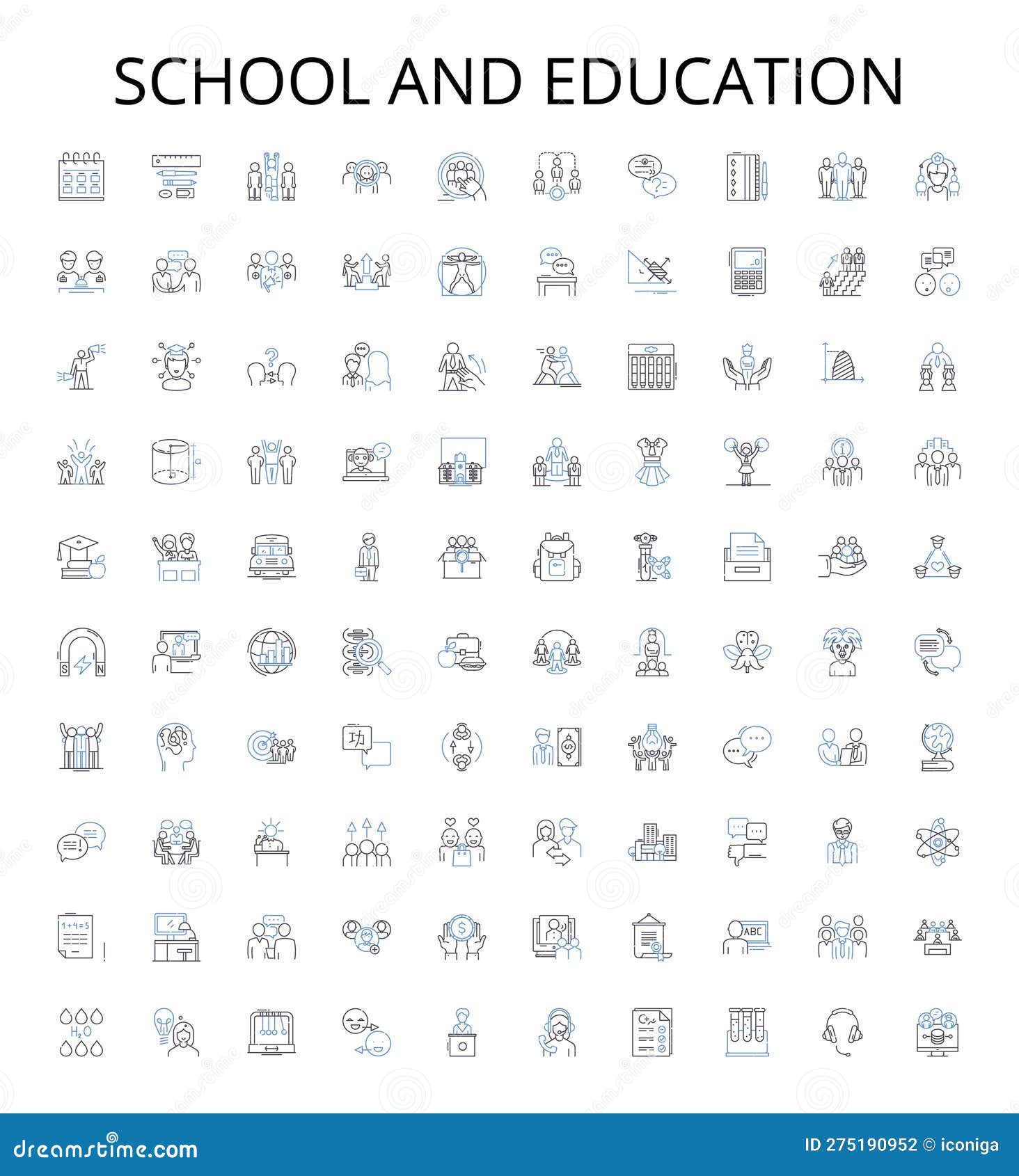 School and Education Outline Icons Collection. School, Education, Learn ...