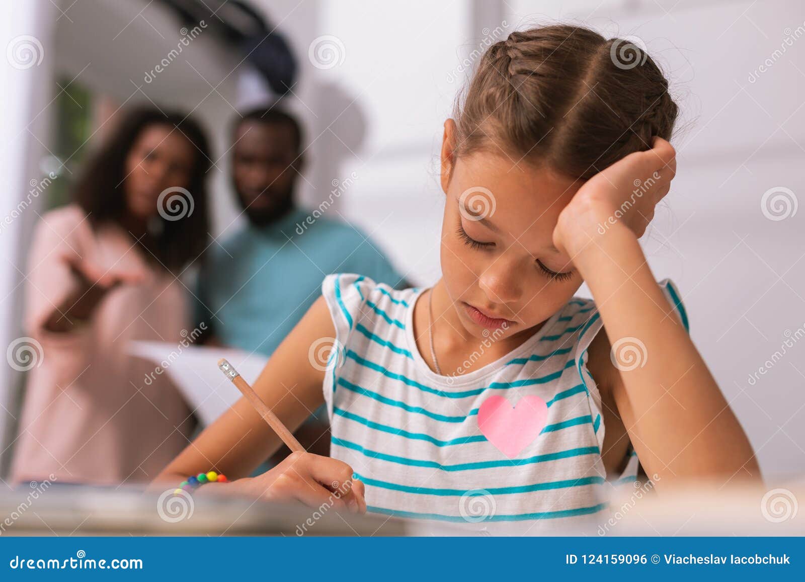 Pleasant Diligent School Girl Studying at Home Stock Photo - Image of ...