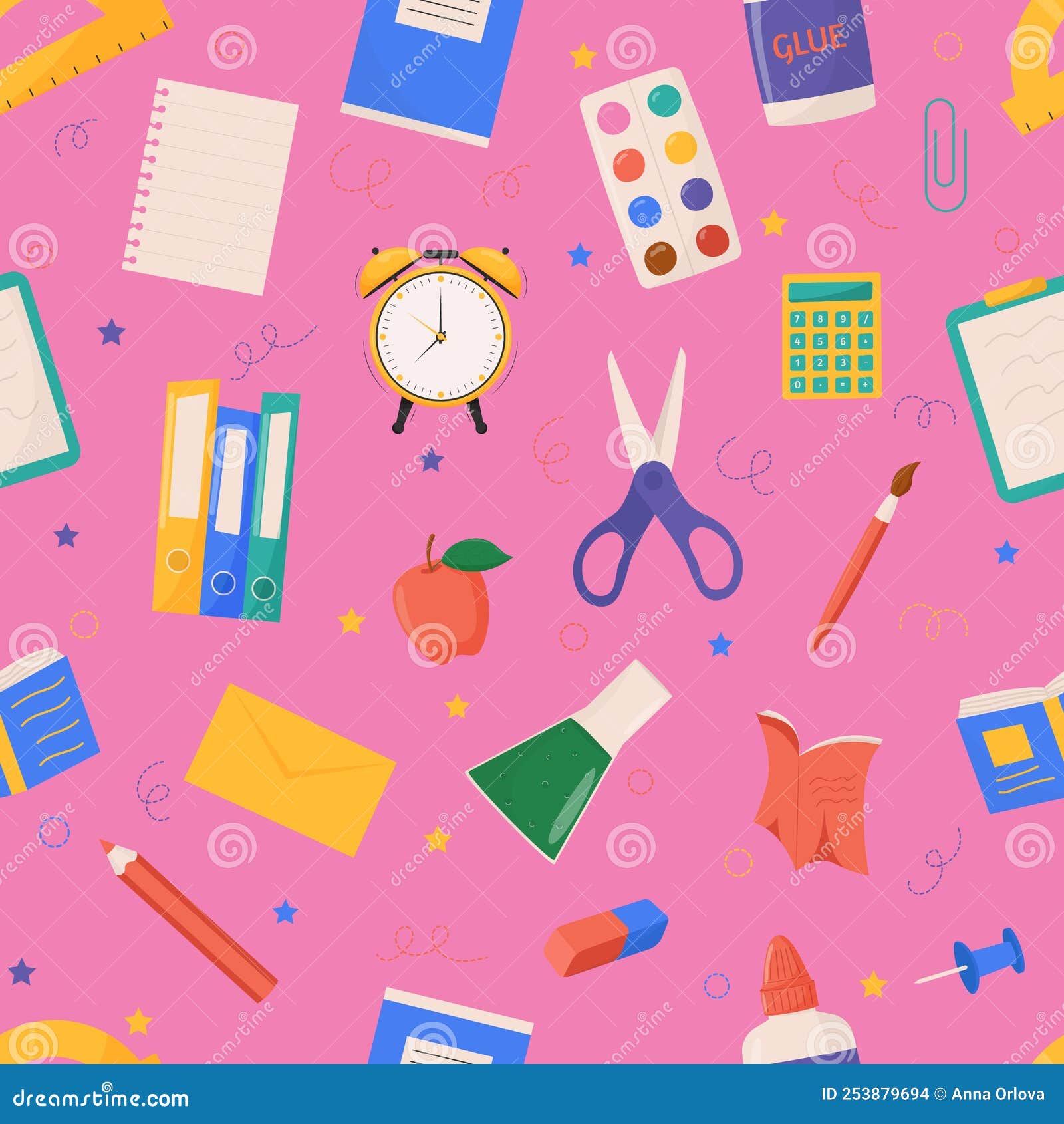 School and Education Related Objects Seamless Pattern. Vector ...