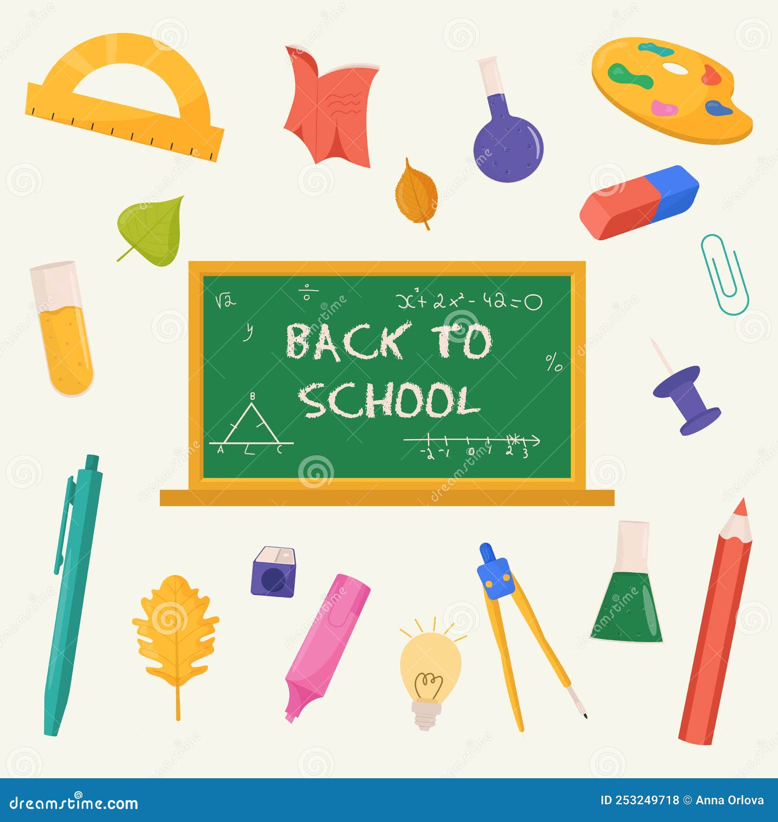 School and Education Related Sets of Objects Consisting of Pen, Pencil ...