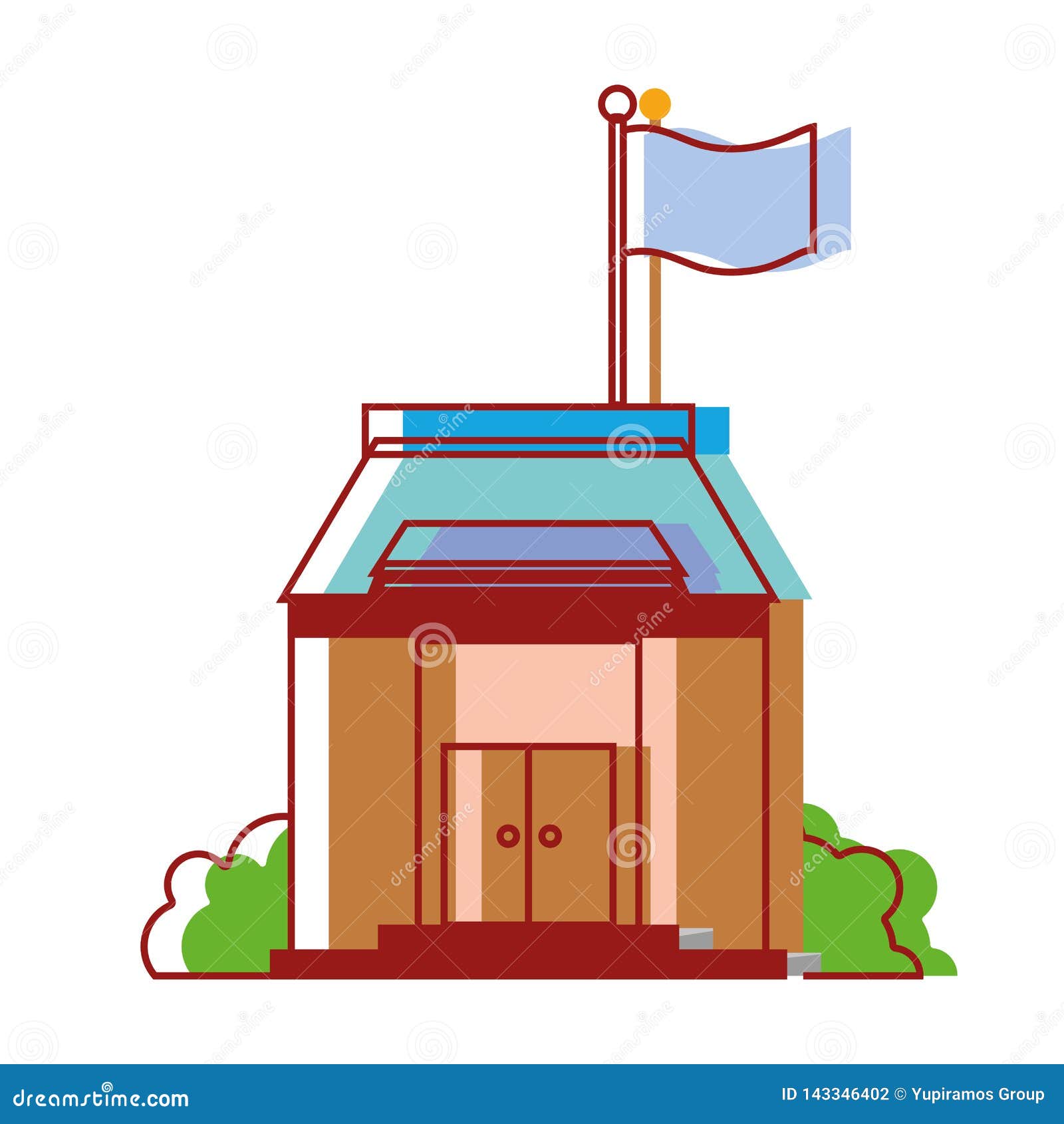 School Education with Roof and Doors Design Stock Vector - Illustration ...