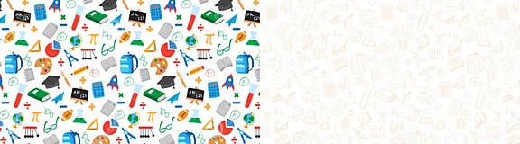 School Education Study Seamless Pattern Background Doodle Hand Drawing ...