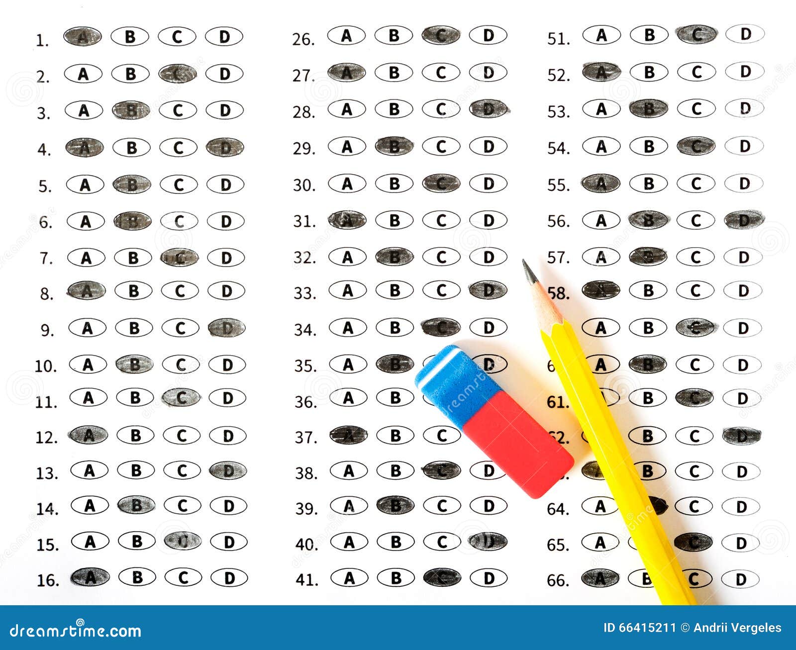 School and Education. Test Score Sheet with Answers Stock Image - Image ...