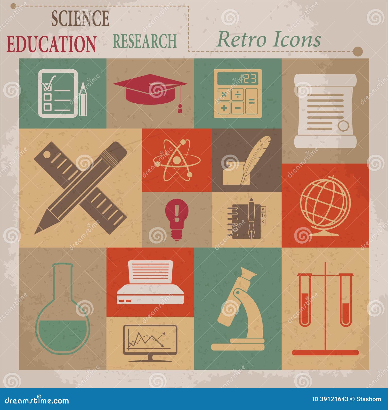 School and Education Vector Flat Retro Icons Stock Vector ...