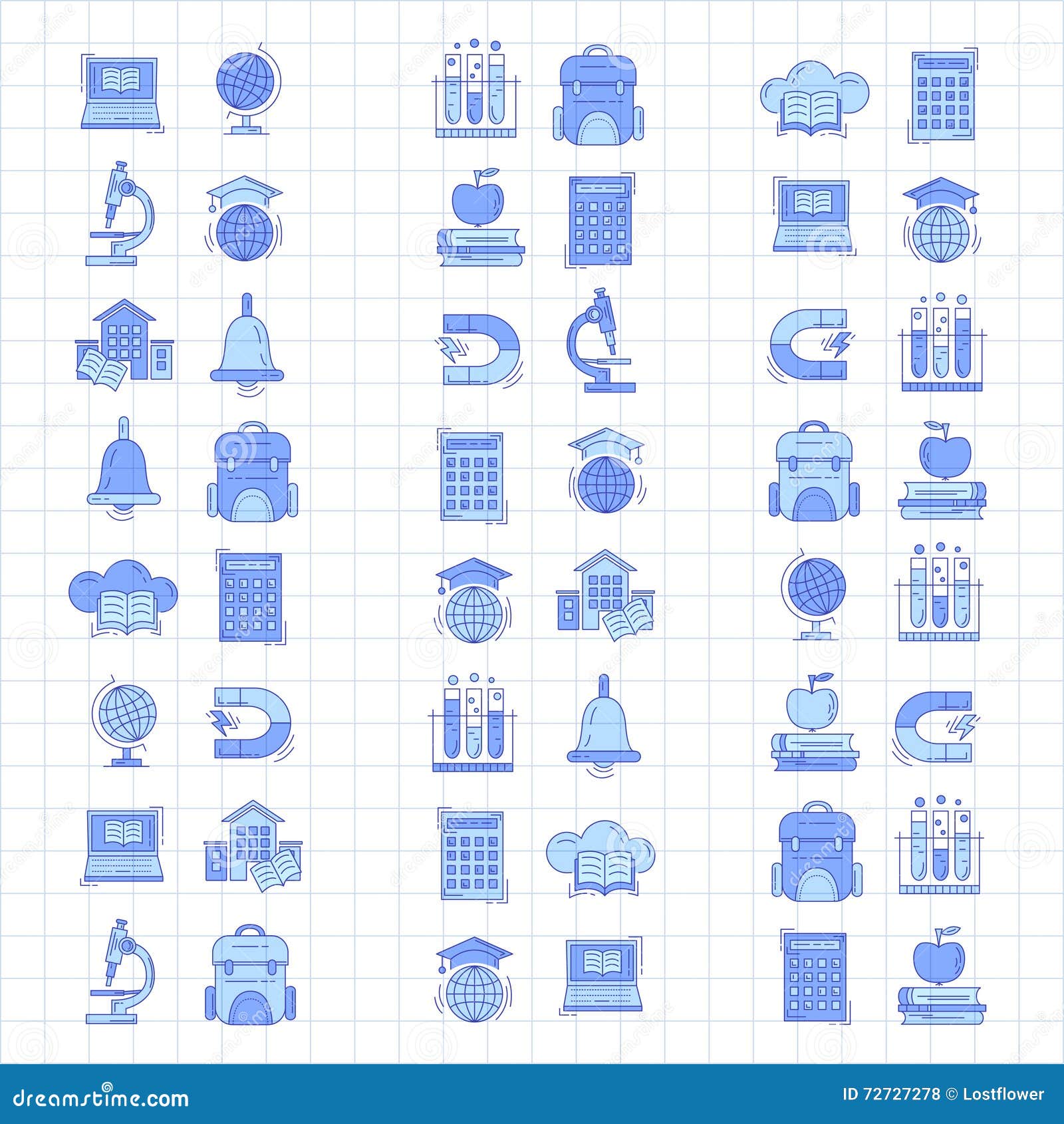 School and Education Vector Icons Stock Vector - Illustration of globe ...