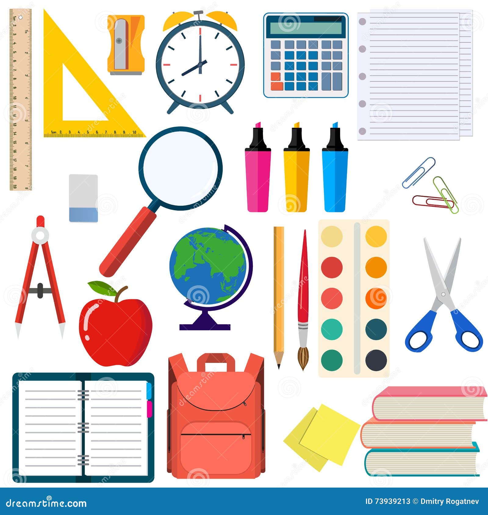 School and Education Workplace Items. Stock Vector - Illustration of ...