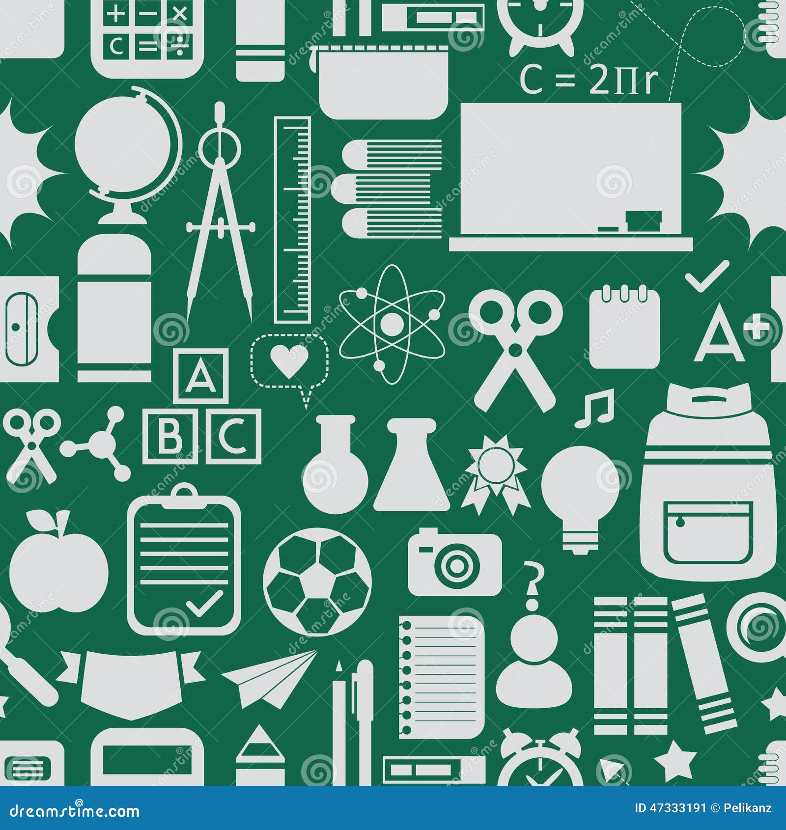 School And Educational Icons, Background, And Seamless Pattern Cartoon ...