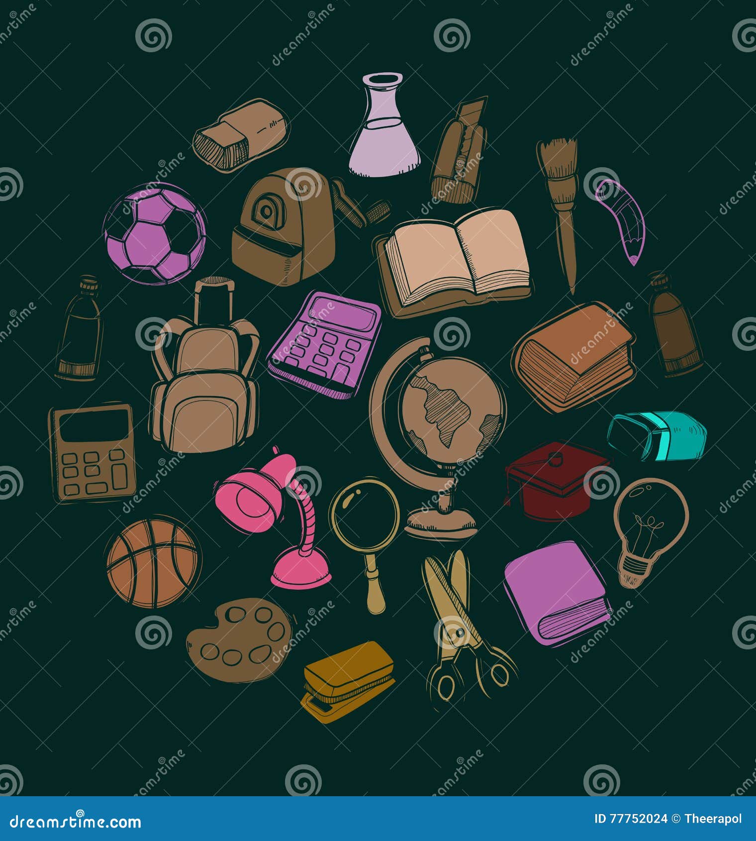 School element doodle stock illustration. Illustration of elements ...