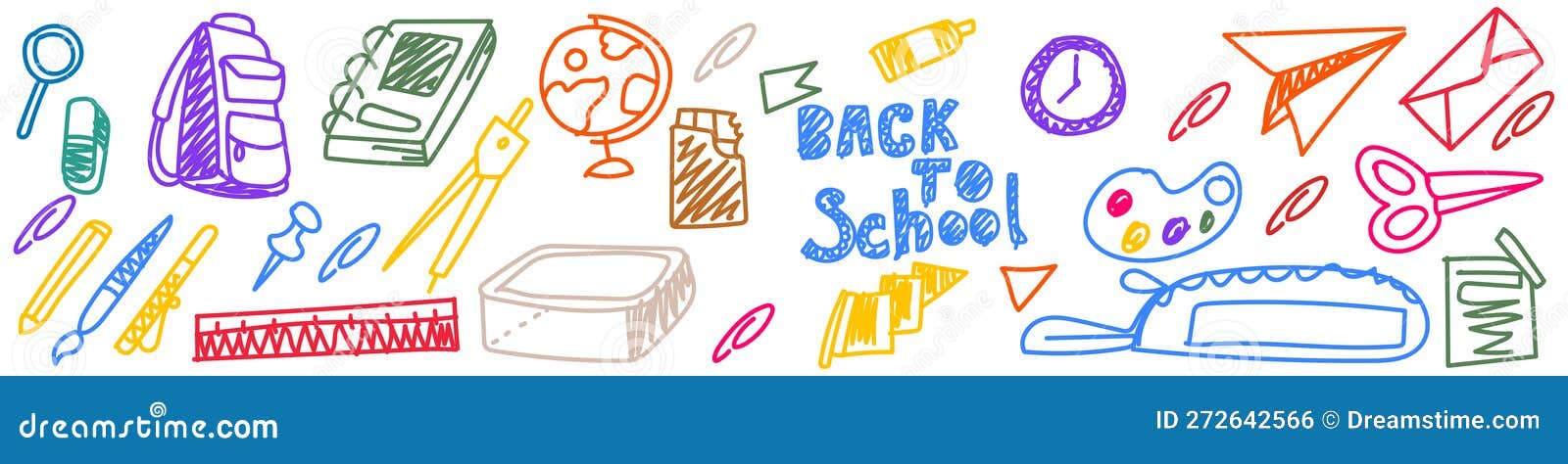 School Element Kids Drawing Set. Child Study Objects, Wax Crayon for ...