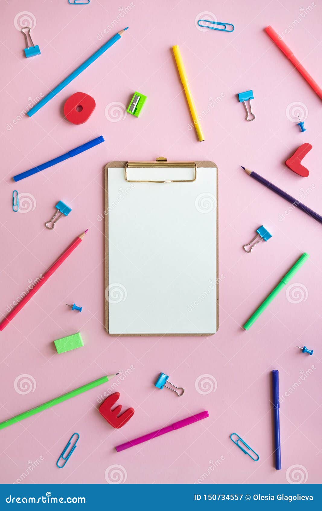 School Elements on Pink Background with Space for Text Symbolizing Back ...