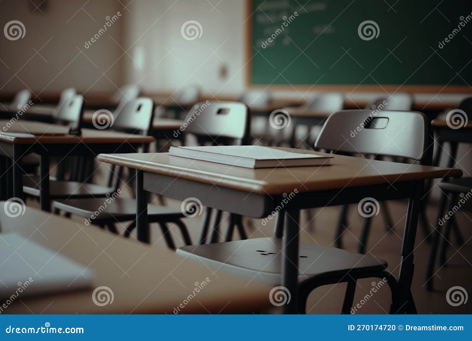 School Empty Classroom with Tables Illustration Generative AI Stock ...