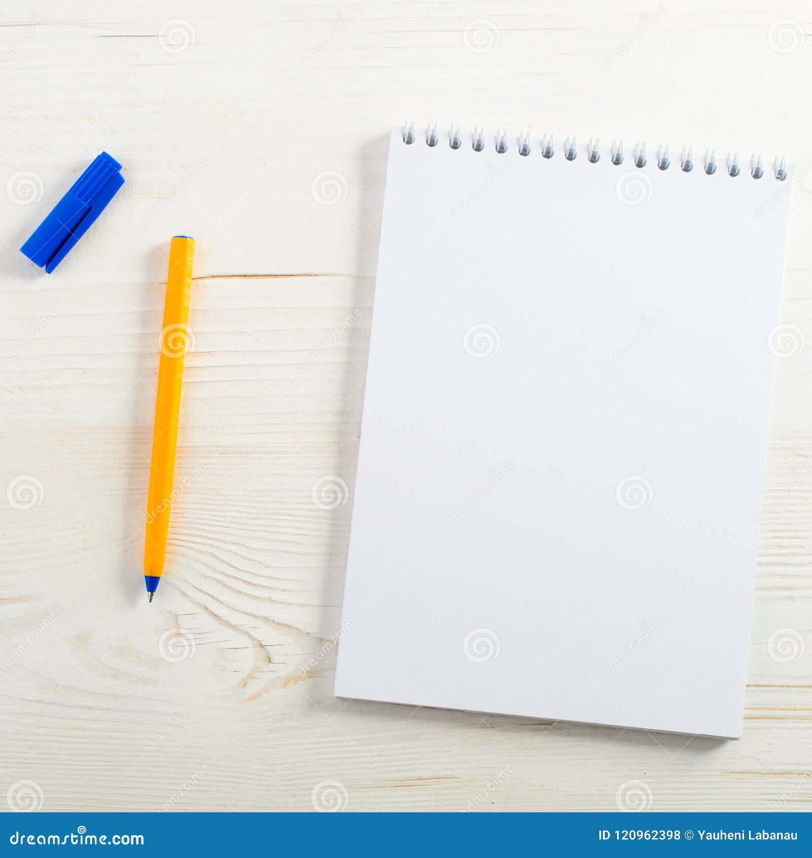 School Empty Notebook and Pen, Frame for Your Text, Light Wooden Stock ...