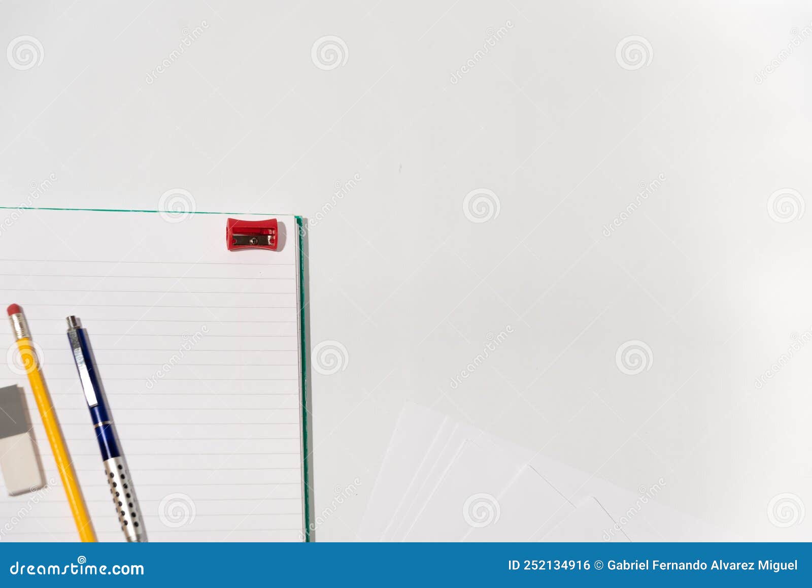 School Equipment on Blank Notebook Stock Photo - Image of finger ...