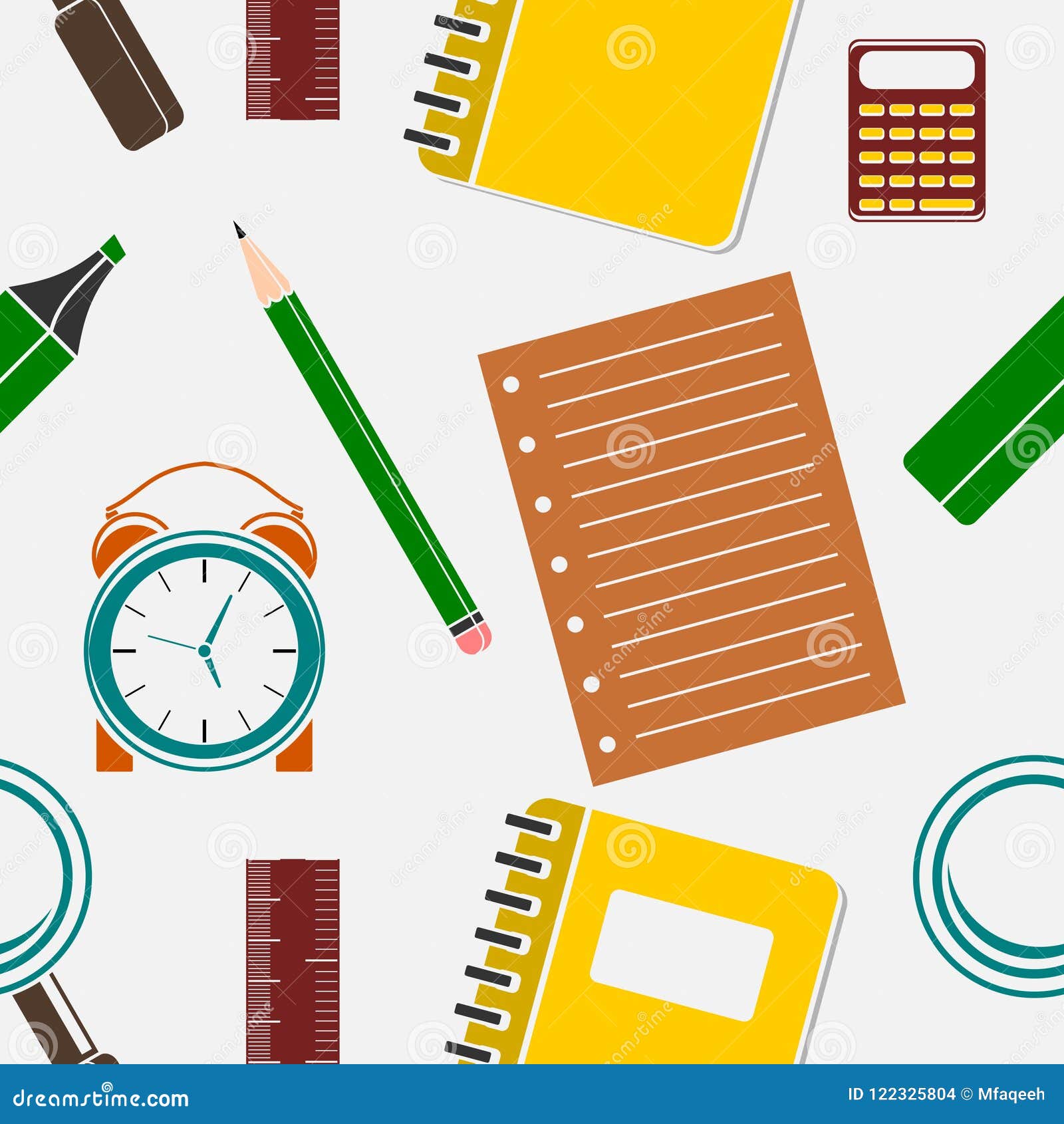 School Equipment Vector Illustration Seamless Pattern Stock Vector ...