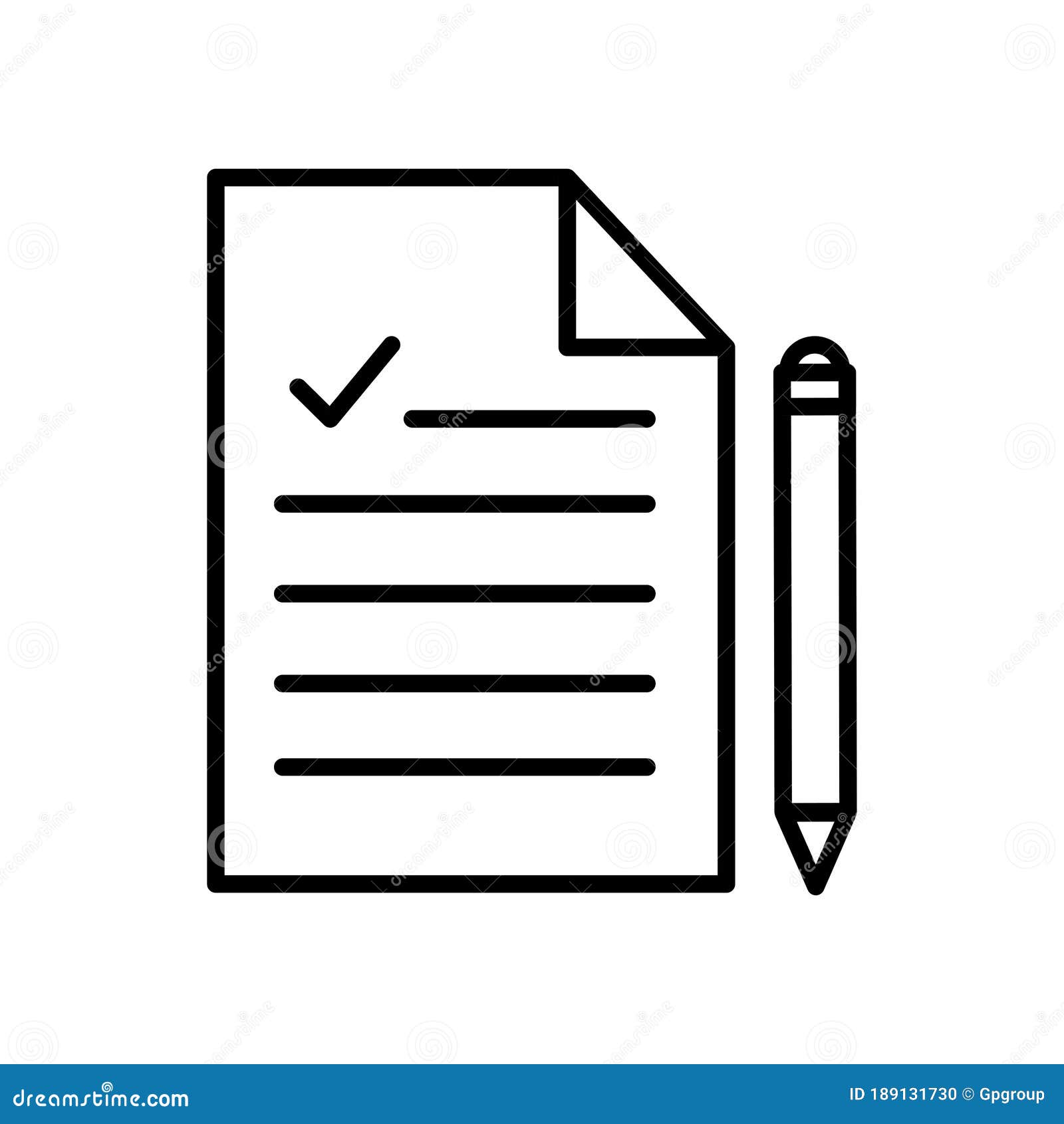 School Exam with Check Mark and Pencil Line Style Icon Vector Design ...