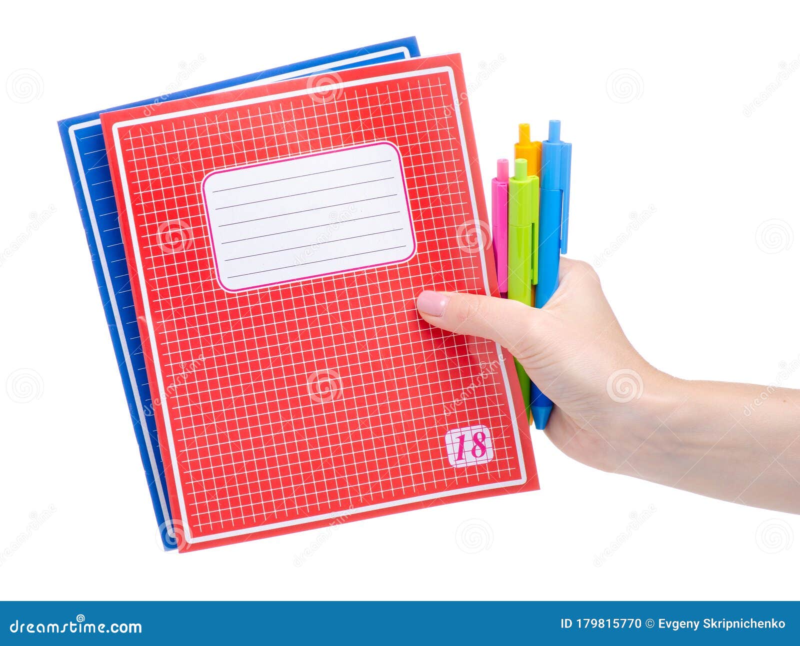 School Exercise Book Notebook with Pen in Hand Education Stock Photo ...