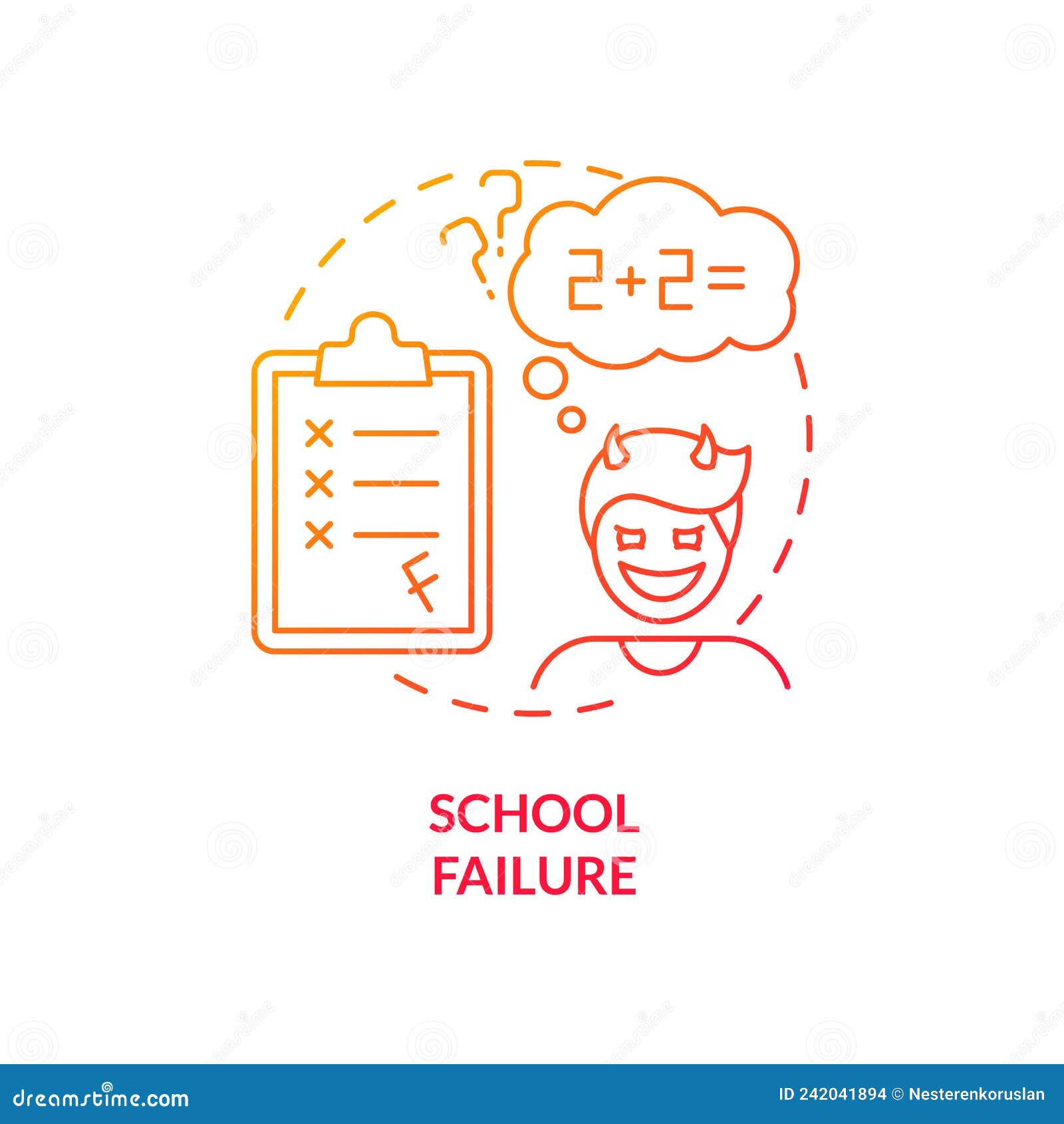 School Failure Red Gradient Concept Icon Stock Vector - Illustration of ...