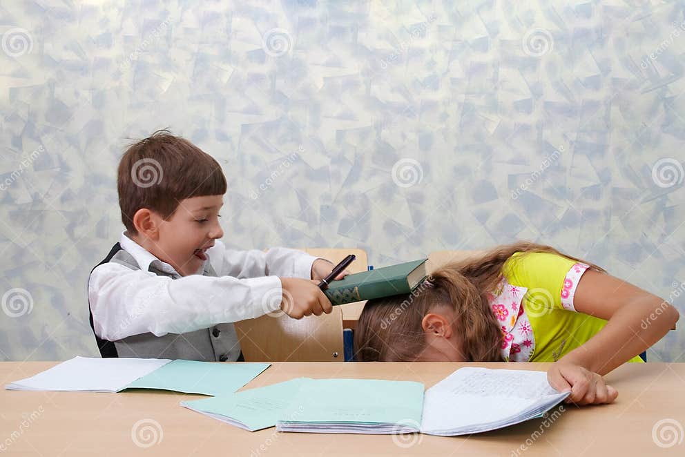School. Fight on lesson! stock photo. Image of lecture - 3001928