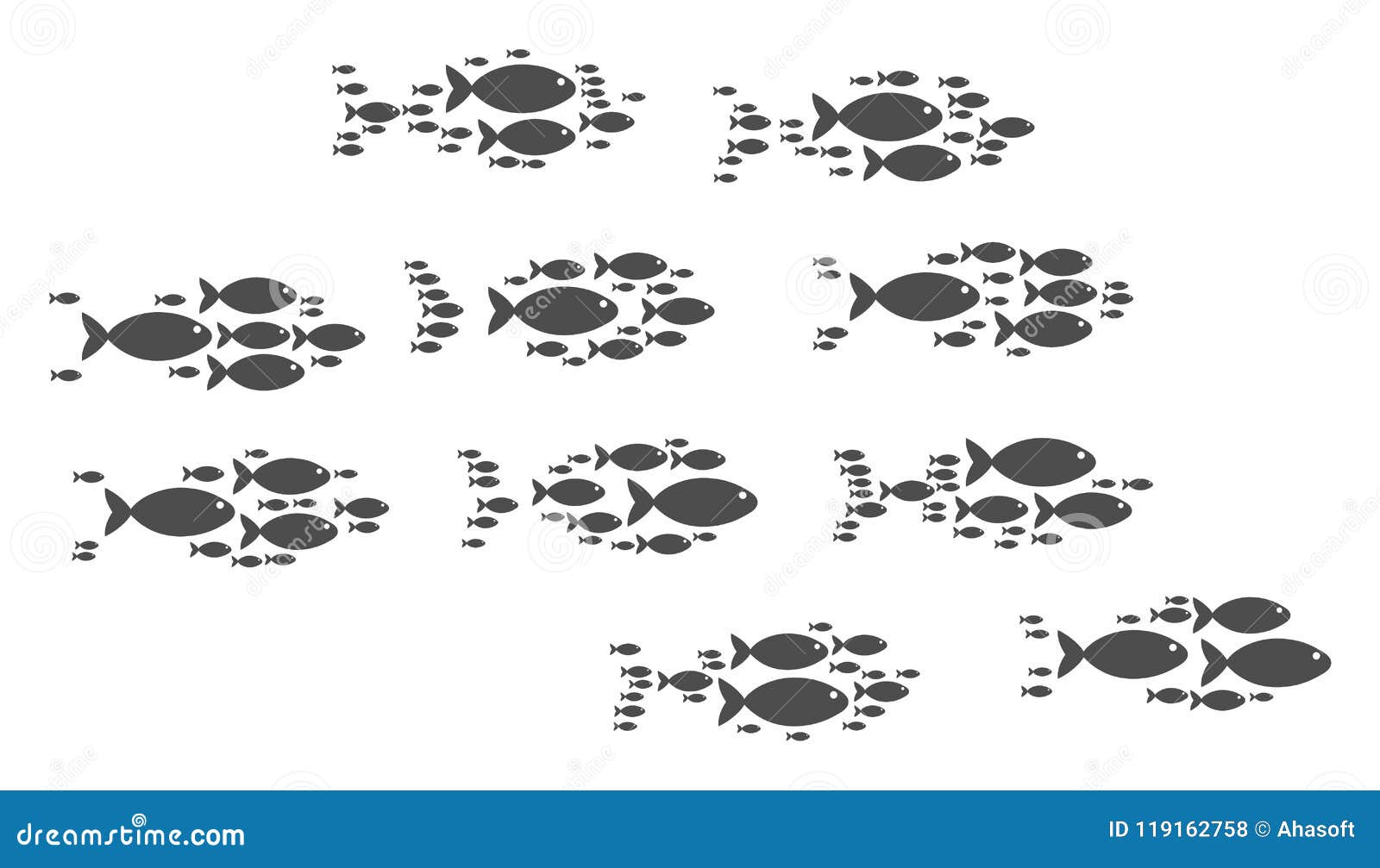 School of Fish Composition of Fish Icons Stock Vector - Illustration of ...