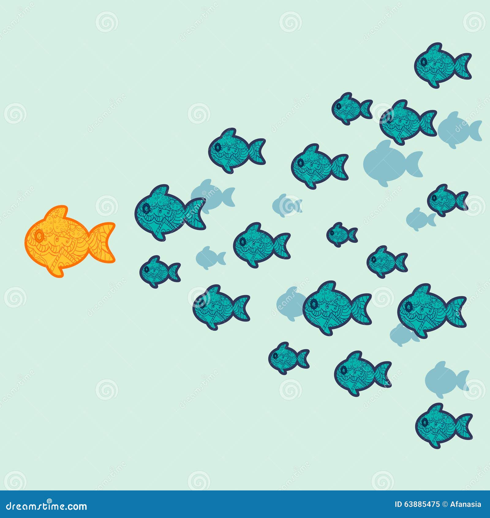 The School of Fish. Concept of Leadership Stock Vector - Illustration ...