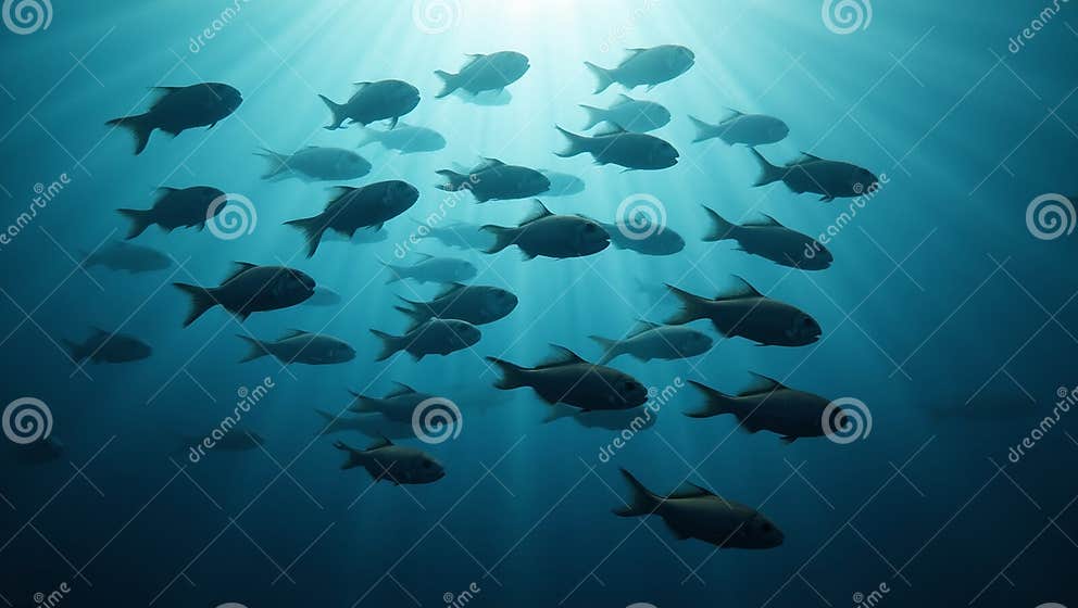 School of Fish Swimming in Harmony Symbolizing Unity and Strength Stock ...