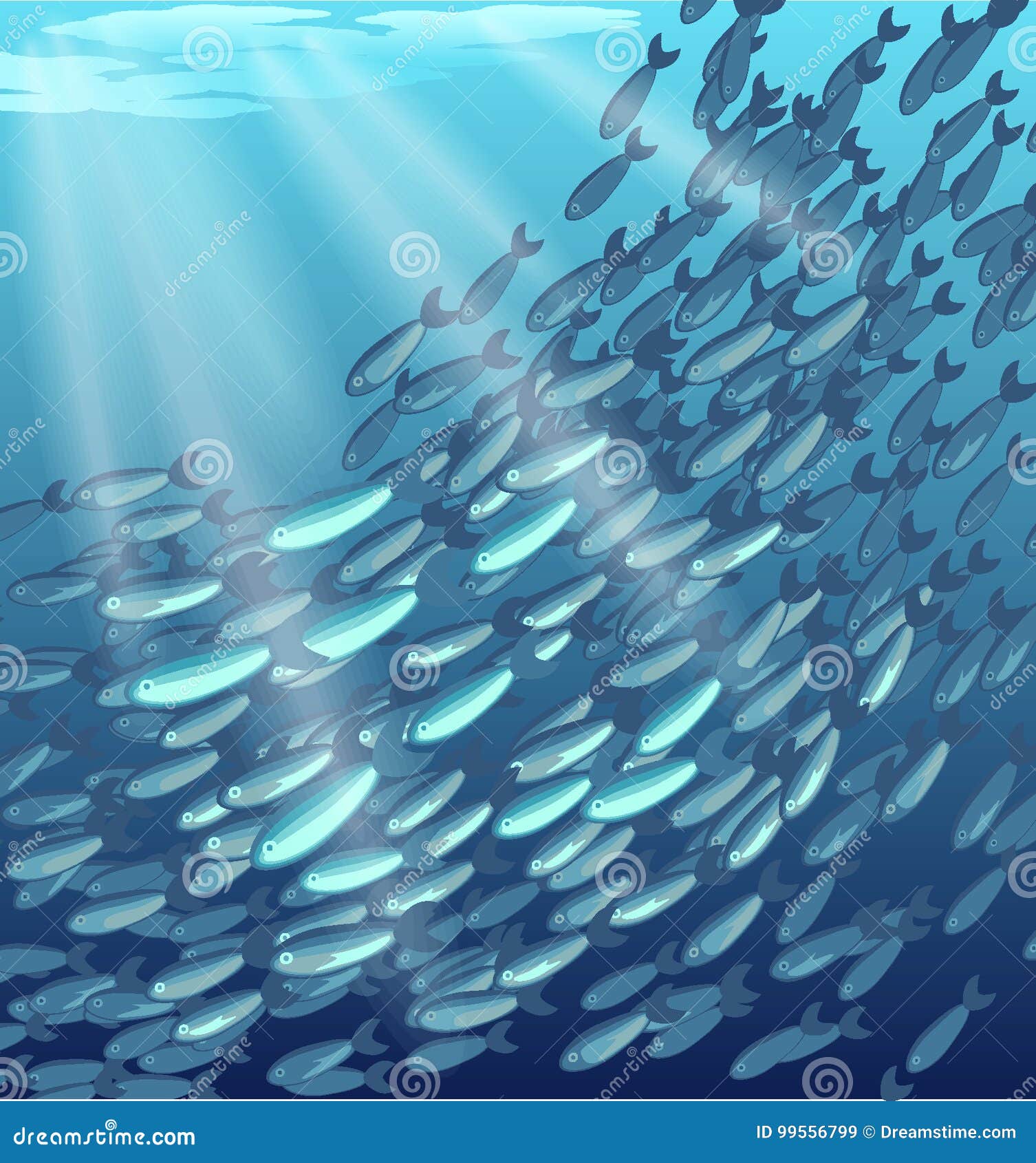 A school of fish stock vector. Illustration of meeting - 99556799