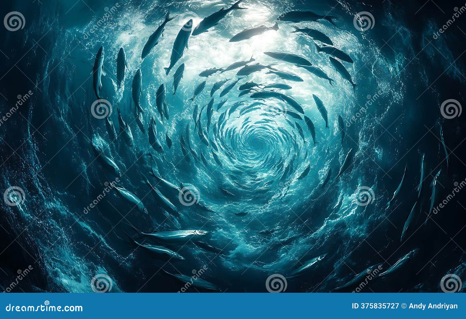 Spiral Shoal Of Graphic Fish Cartoon Vector | CartoonDealer.com #124743643