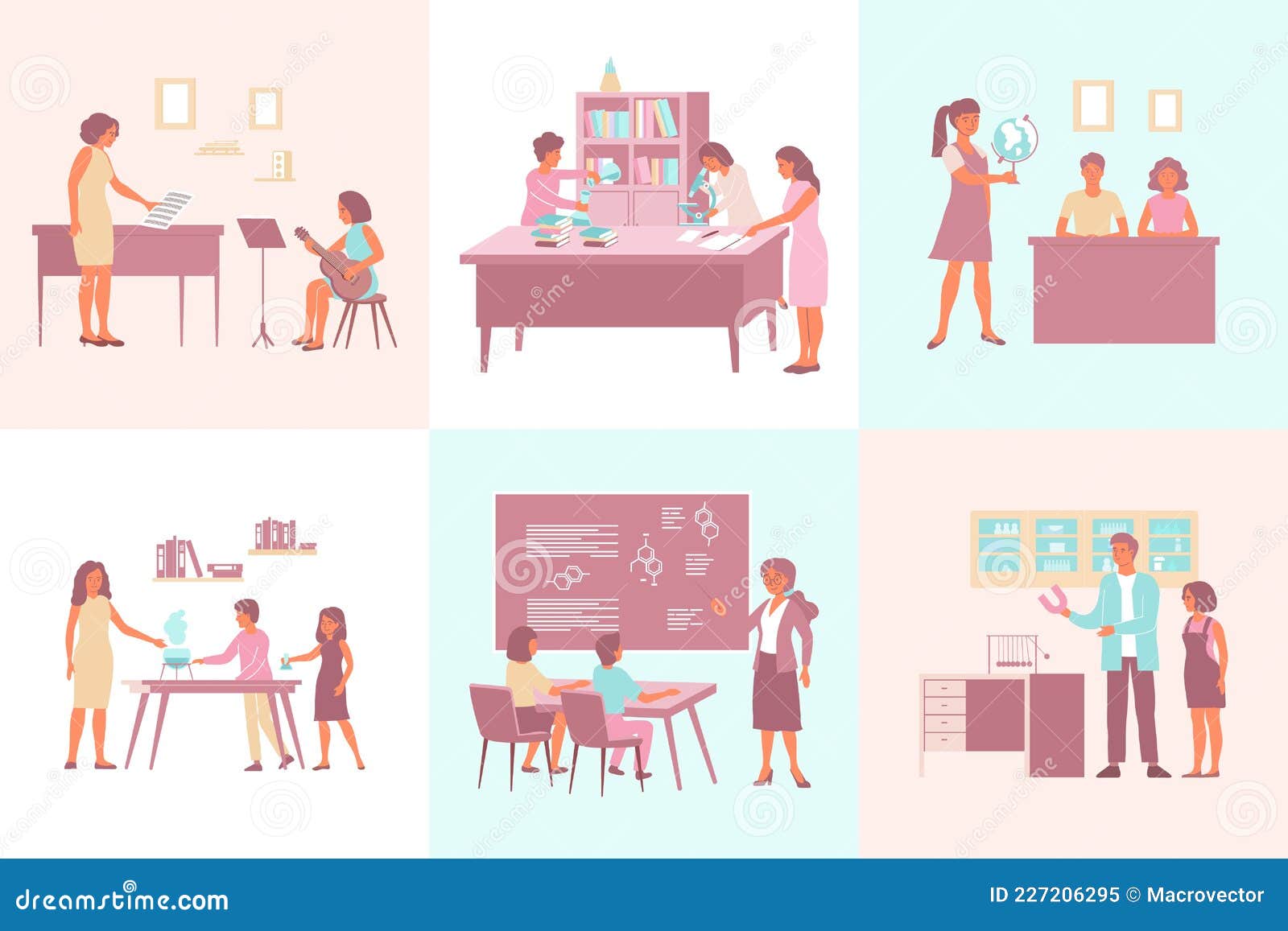 School Flat Design Concept stock vector. Illustration of lesson - 227206295