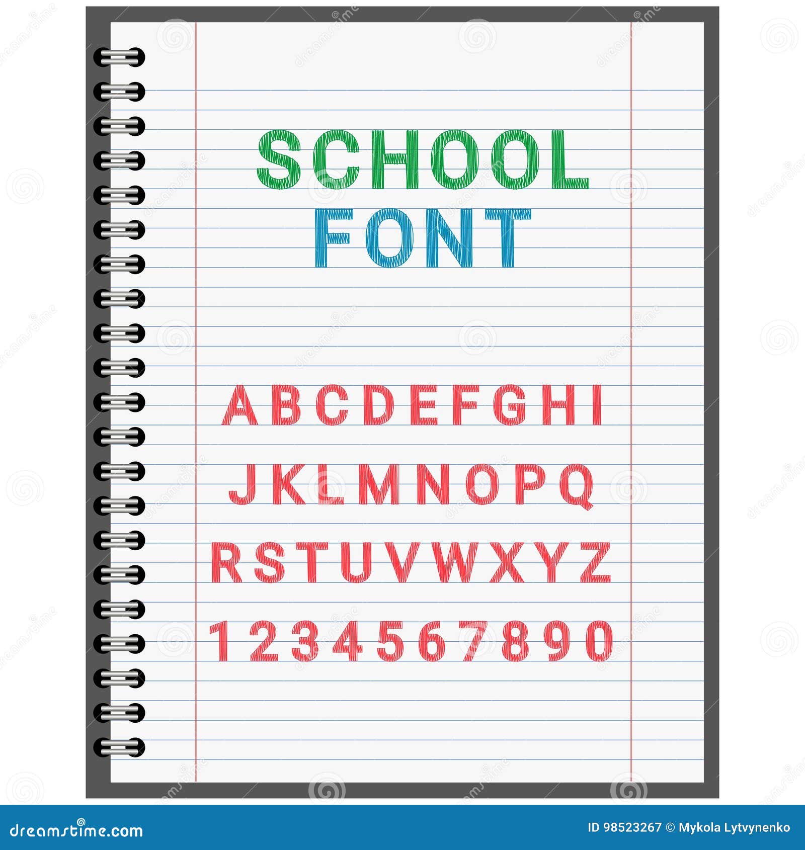 School Font, The Alphabet In The Notebook On Sheet For Entries, The ...