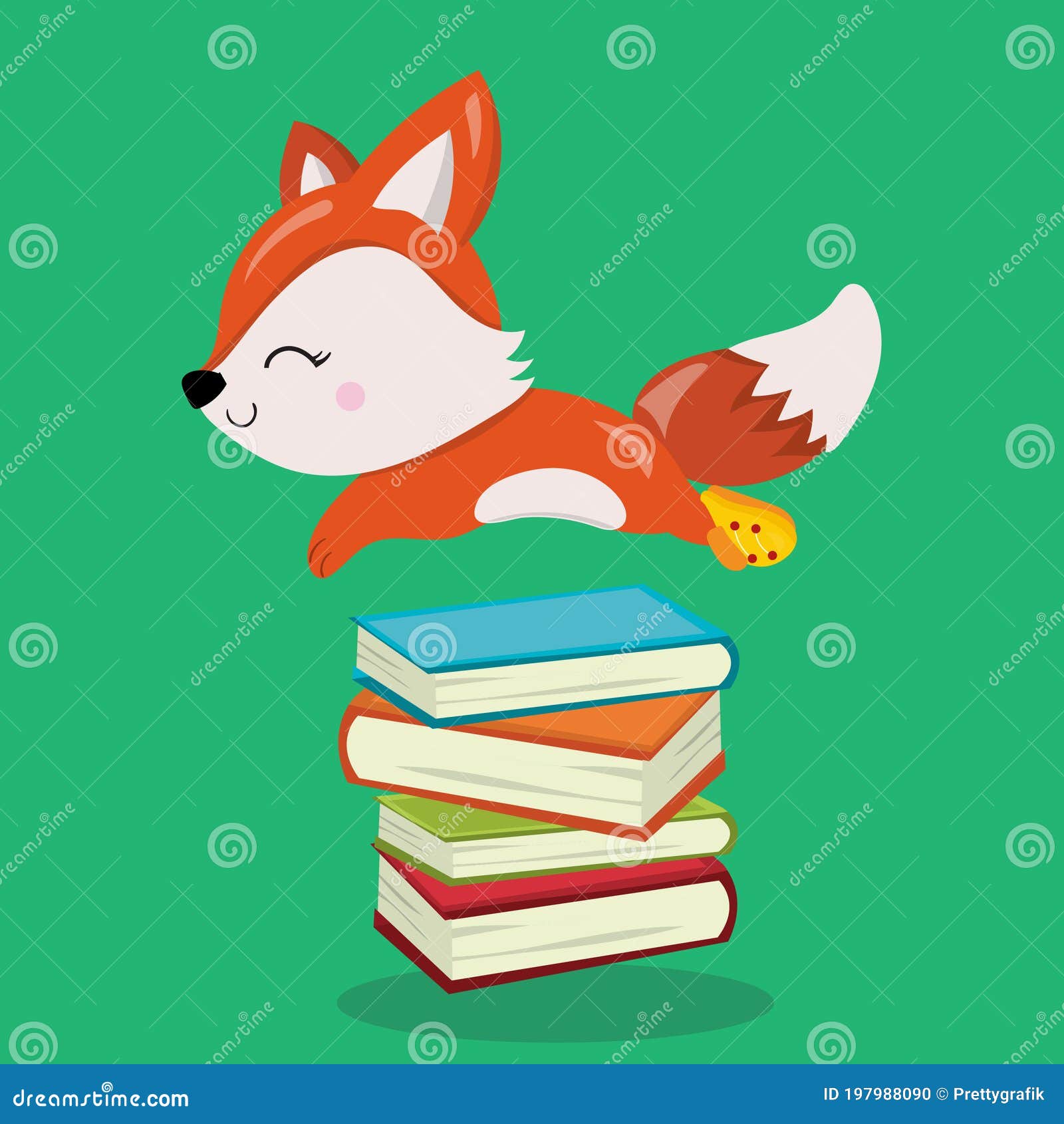 School fox jumping 05 stock vector. Illustration of vector - 197988090