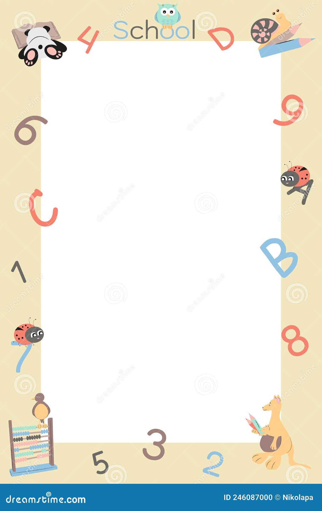 School Frame. Border for School Use. Animals with School Supplies. for ...