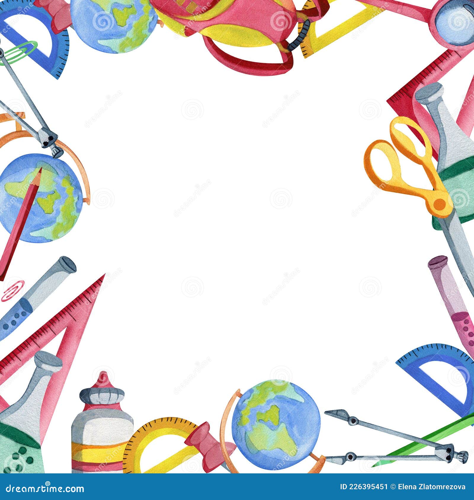 School Frame, Frame of School Objects, School Supplies, Card, Letter ...