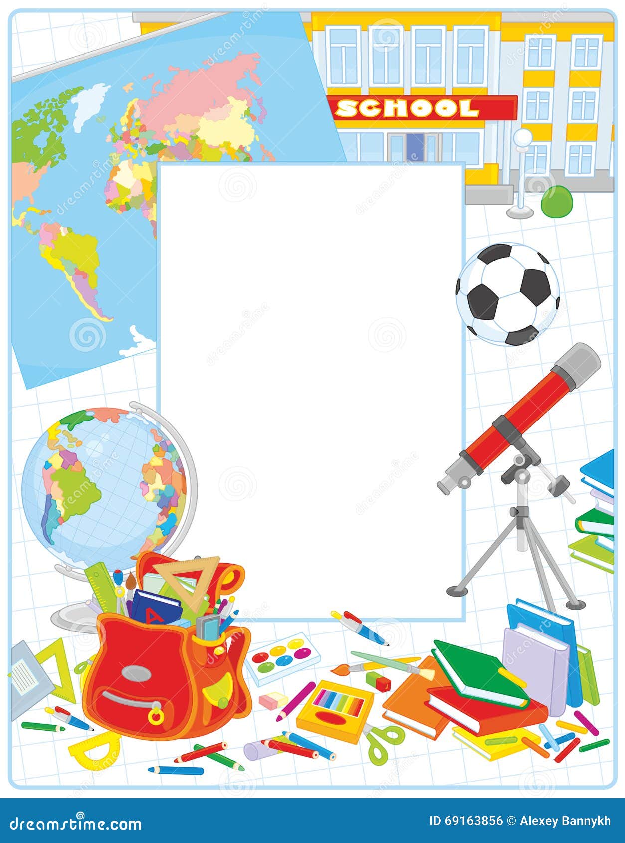 School frame stock vector. Illustration of materials - 69163856