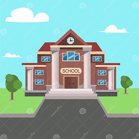 School Front View. Vector stock vector. Illustration of construction ...