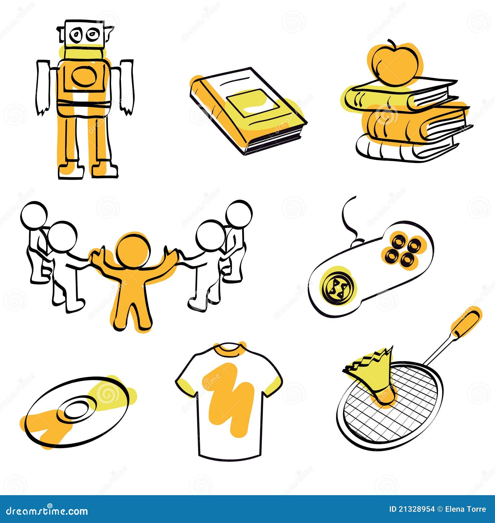 School and Fun Icon Set Vector Stock Vector - Illustration of cartoon ...