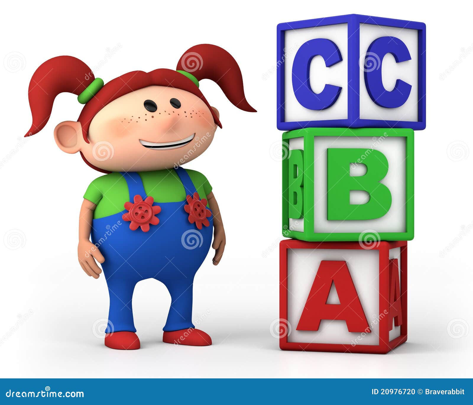 School girl with ABC cubes stock illustration. Illustration of cheerful ...