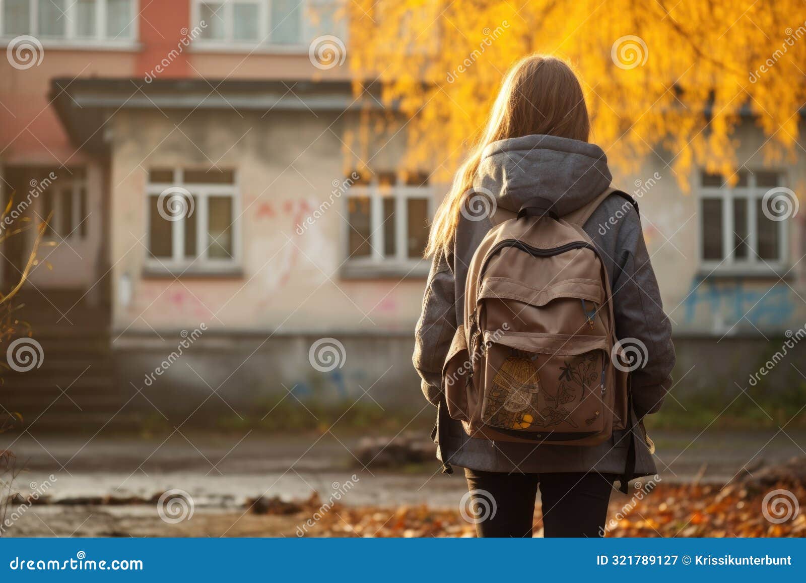 School Girl with Backpack AI Generated Stock Image - Image of child ...