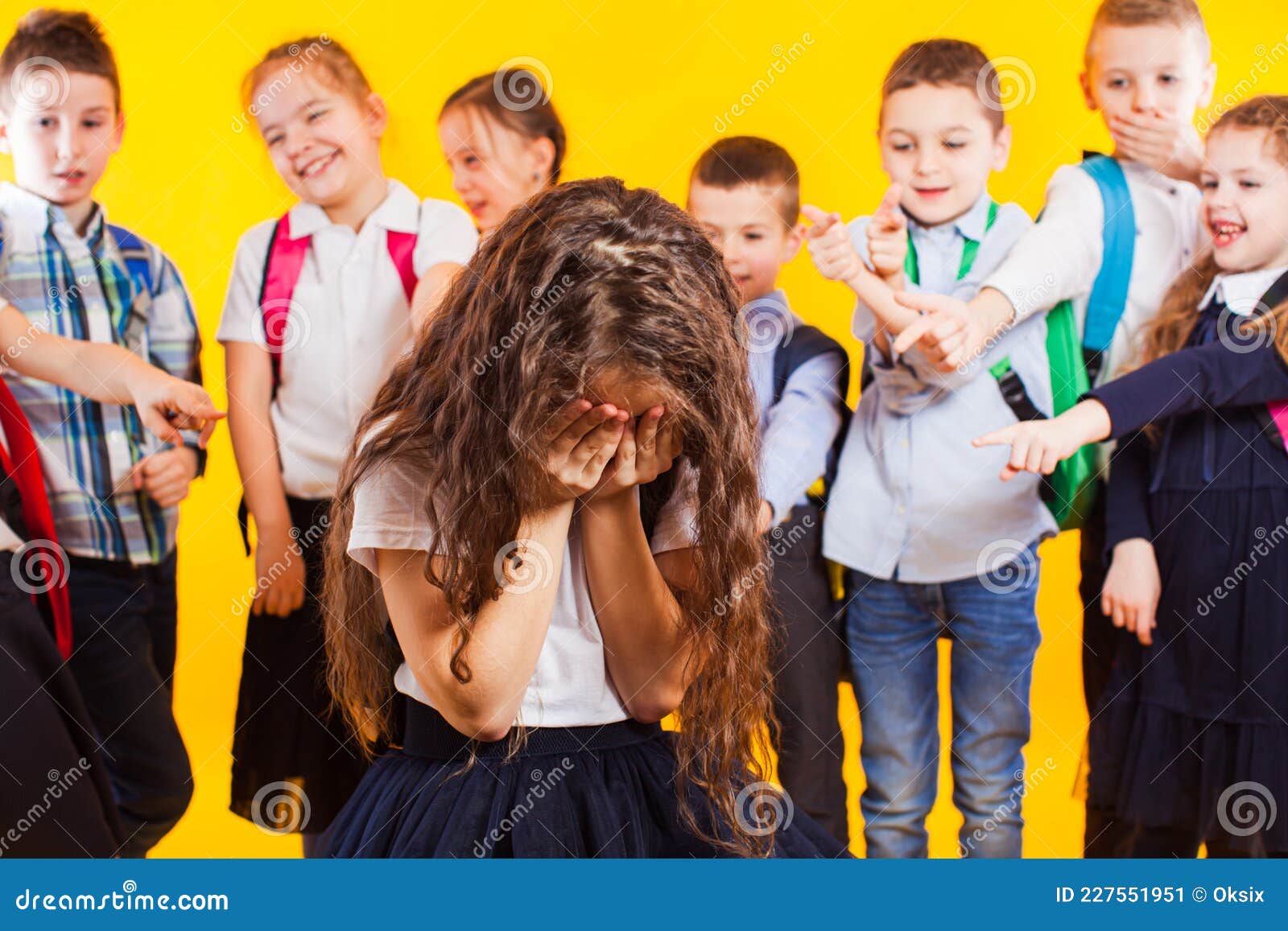 School Girl Being Bullied By Classmates School Bullying Concept Stock