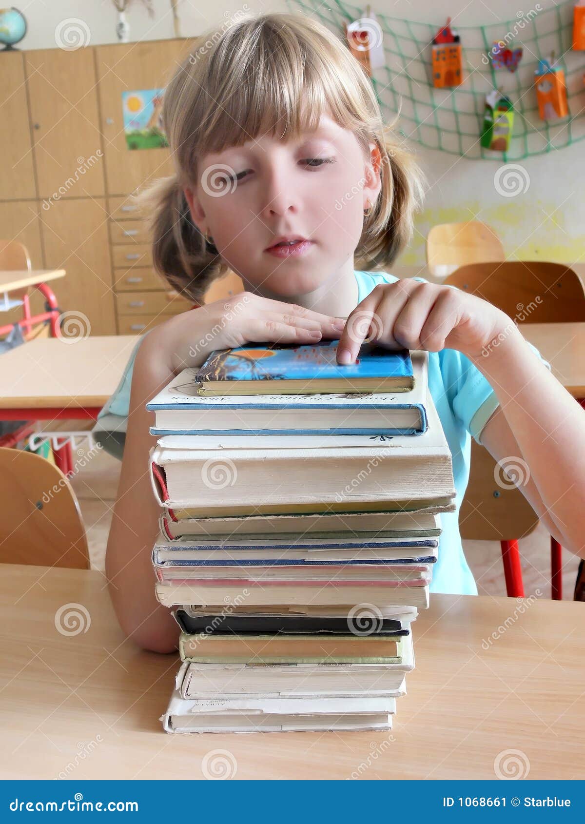 School girl with books stock image. Image of girls, learning - 1068661